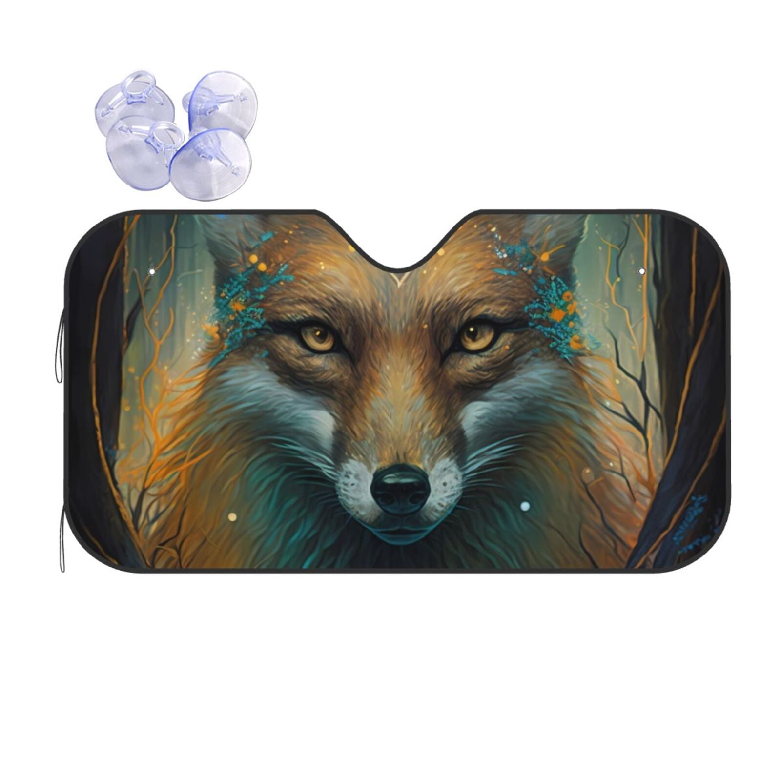 Fuzoiu Vintage Pattern Fox Print Car Windshield Sun Shade,Block Uv Rays ...