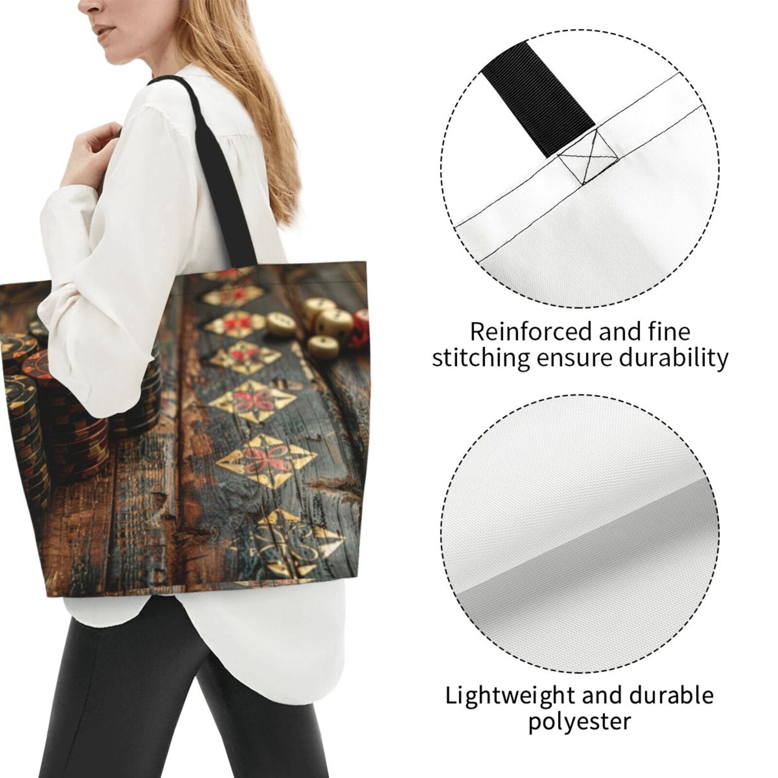 Fuzoiu Vintage Poker Chips Print Tote Bags for Women,Shoulder Bag, Gym ...