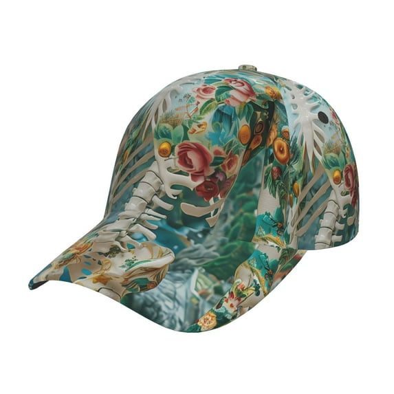 Fuzoiu Vintage Print Island Skull Print Adjustable Baseball Cap for Men ...