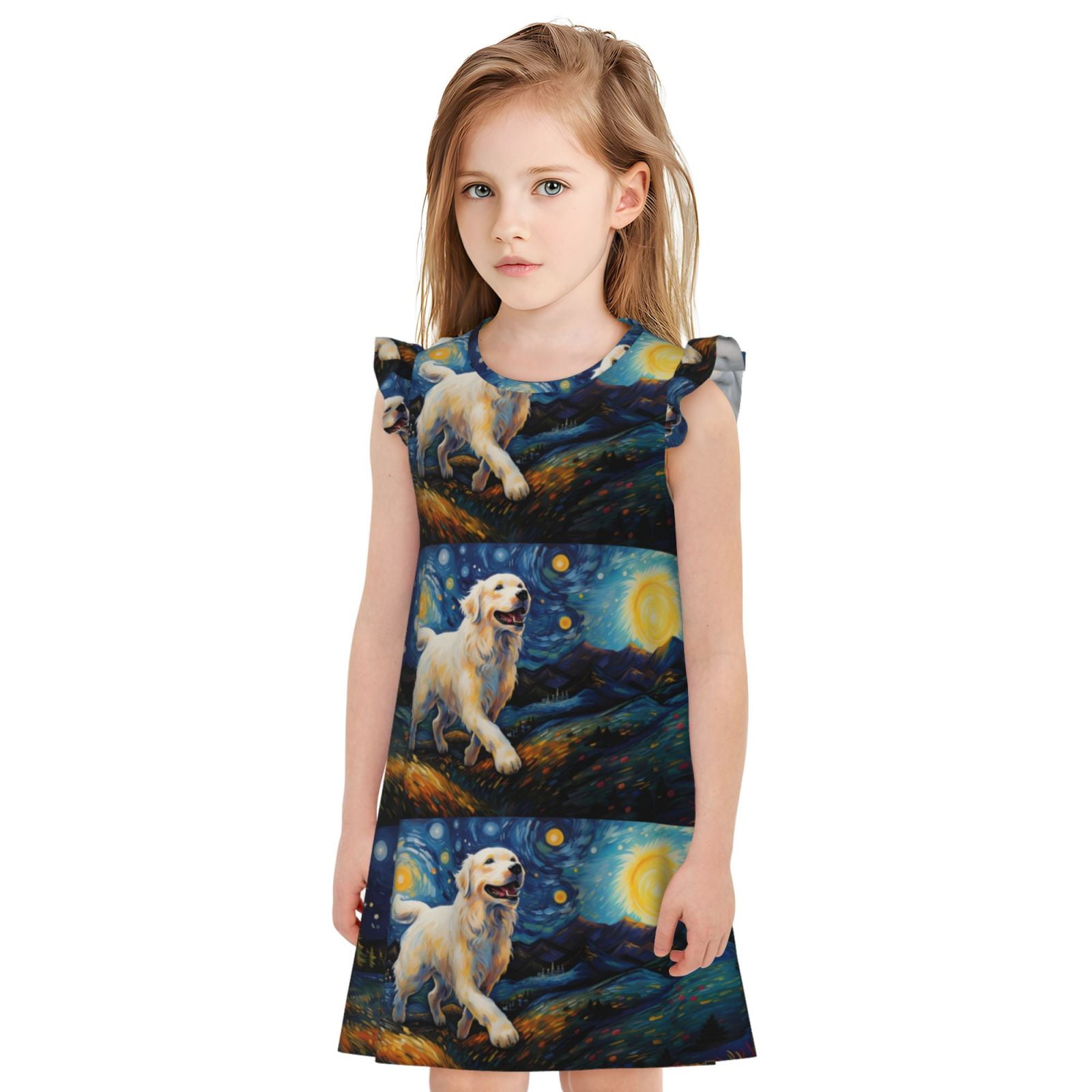 Fuzoiu Vintage Starry Sky Labrador A Print Girls' Nightgowns Pajamas ...