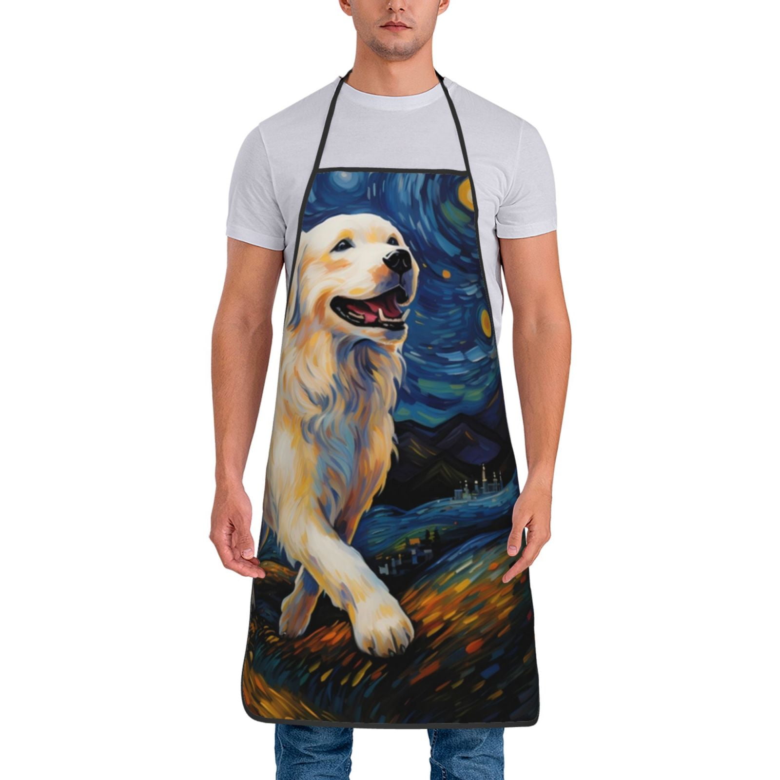 Fuzoiu Vintage Starry Sky Labrador A Print Waterproof Apron, Kitchen ...