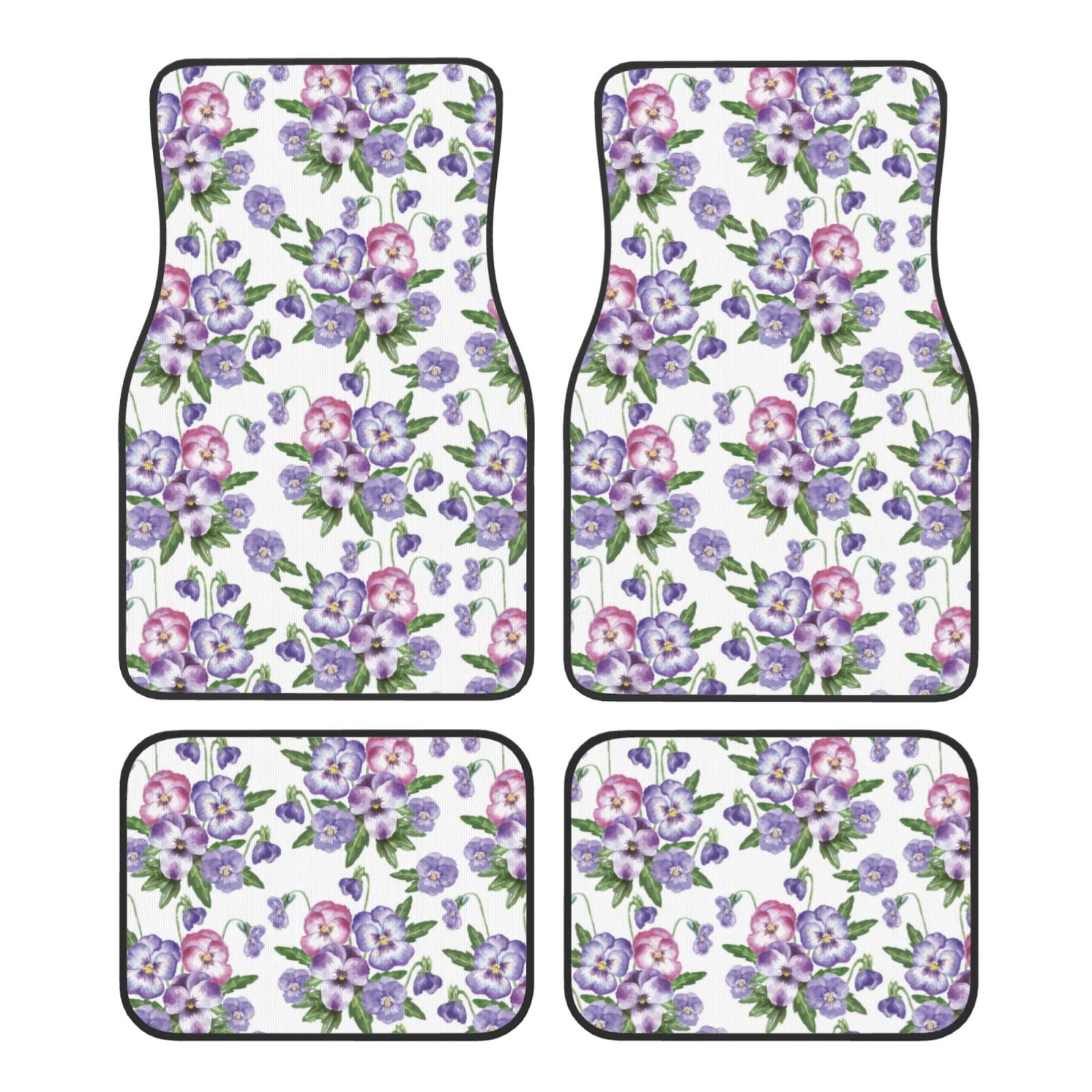 Fuzoiu Violets Flowers Print Carpet Floor Mats for Car,Car Foot Mat Set ...