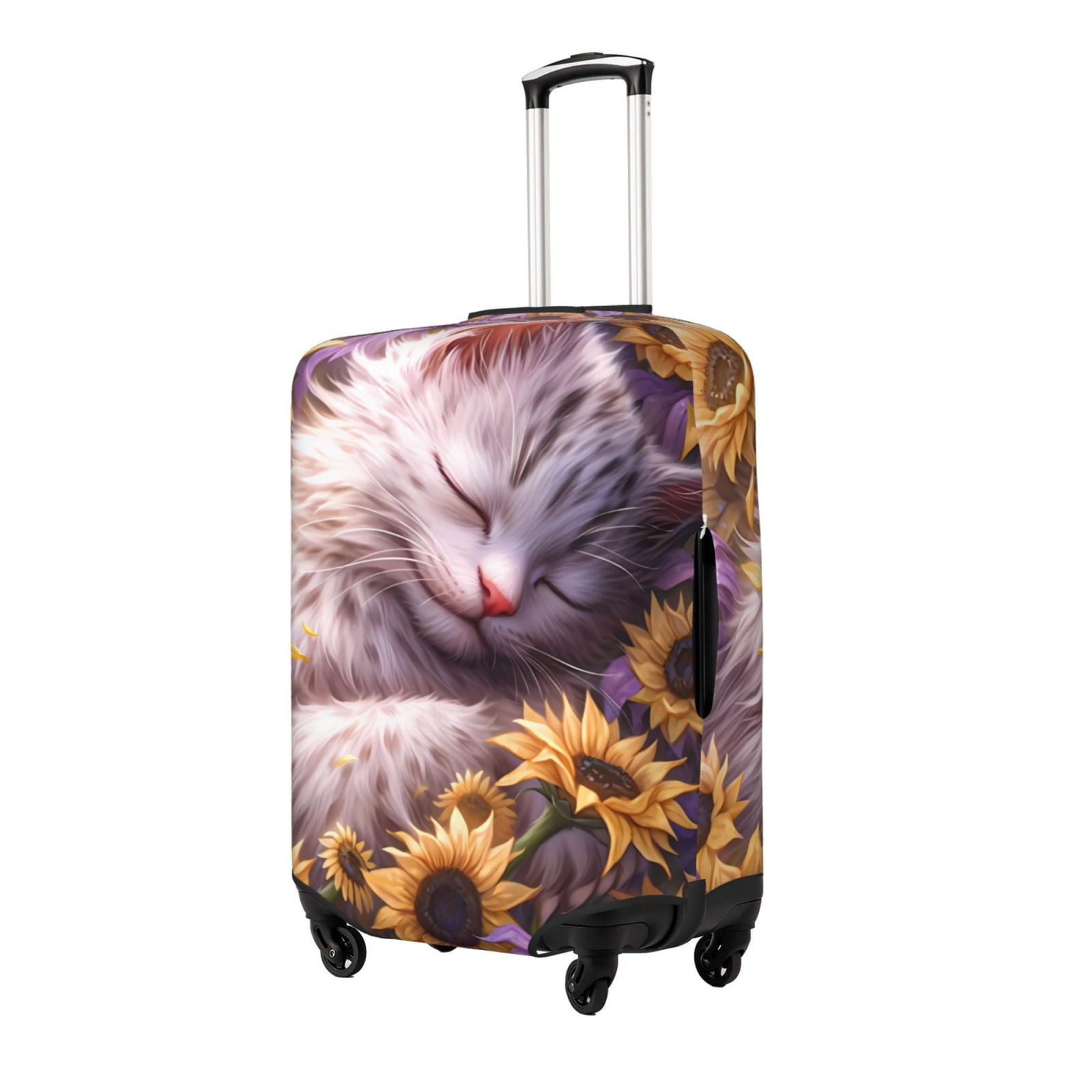 Fuzoiu Warm Sunflower Sleeping Cat Print Suitcase Cover,Washable ...