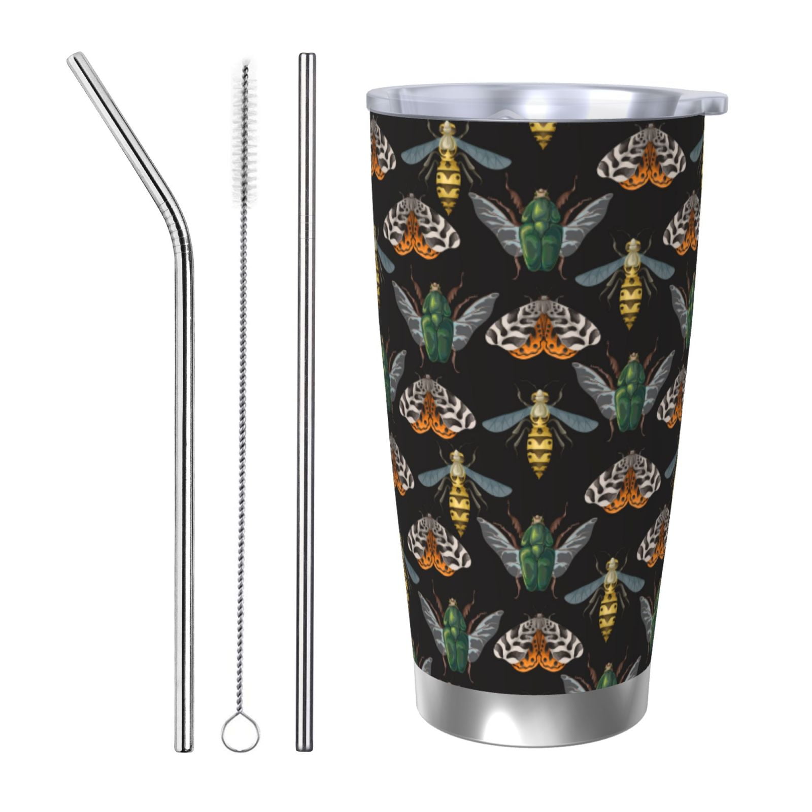 Fuzoiu Wasp Cockchafer Butterfly Print 20oz Tumbler, Stainless Steel ...