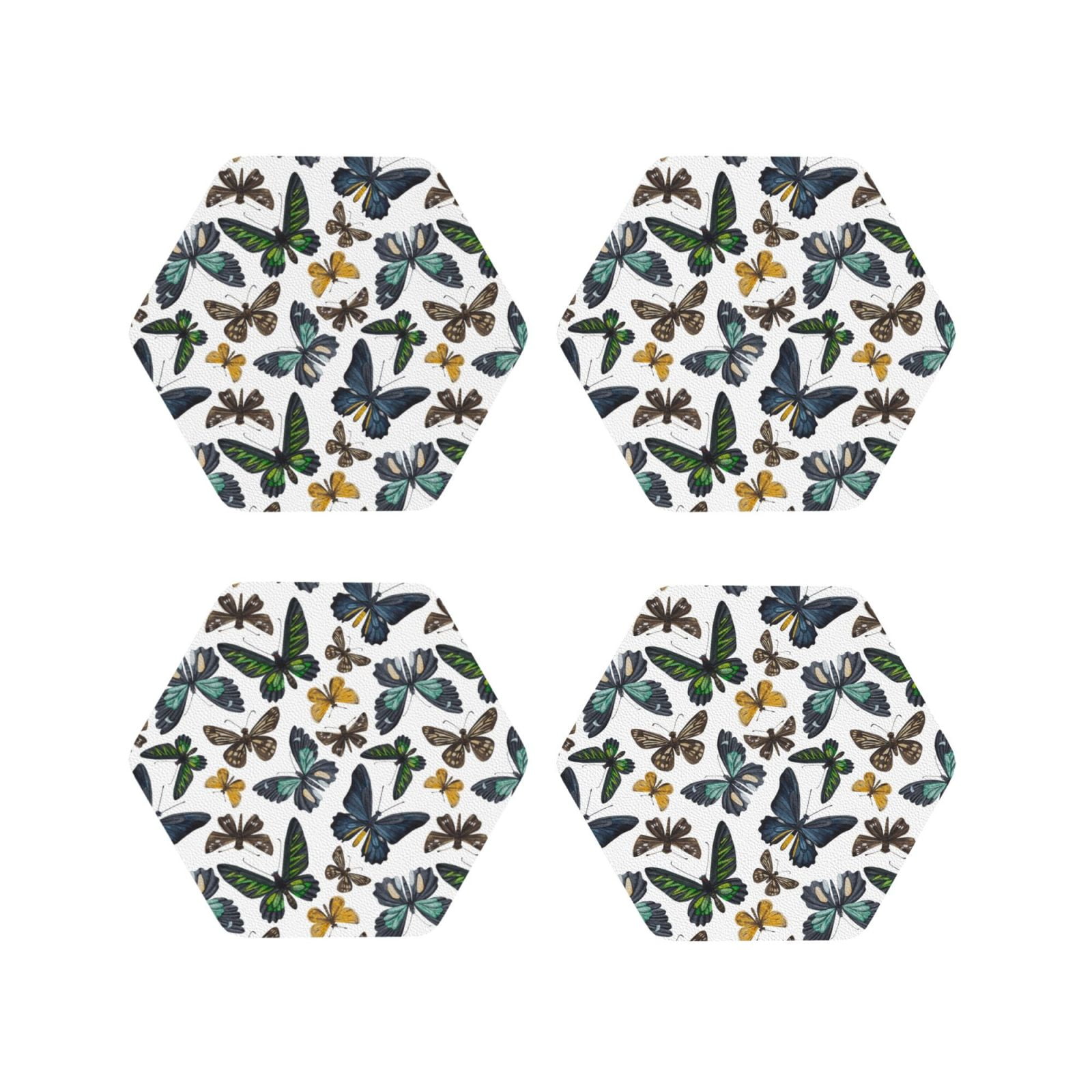 Fuzoiu Watercolor Butterflies Print Leather Coasters Set,Drink Coasters ...