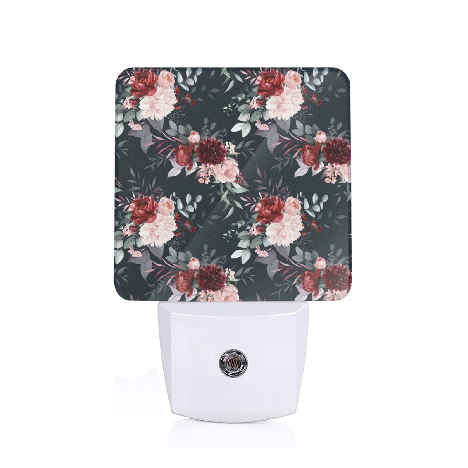 Fuzoiu Watercolor Floral Print Dusk to Dawn LED Night Light with Light ...