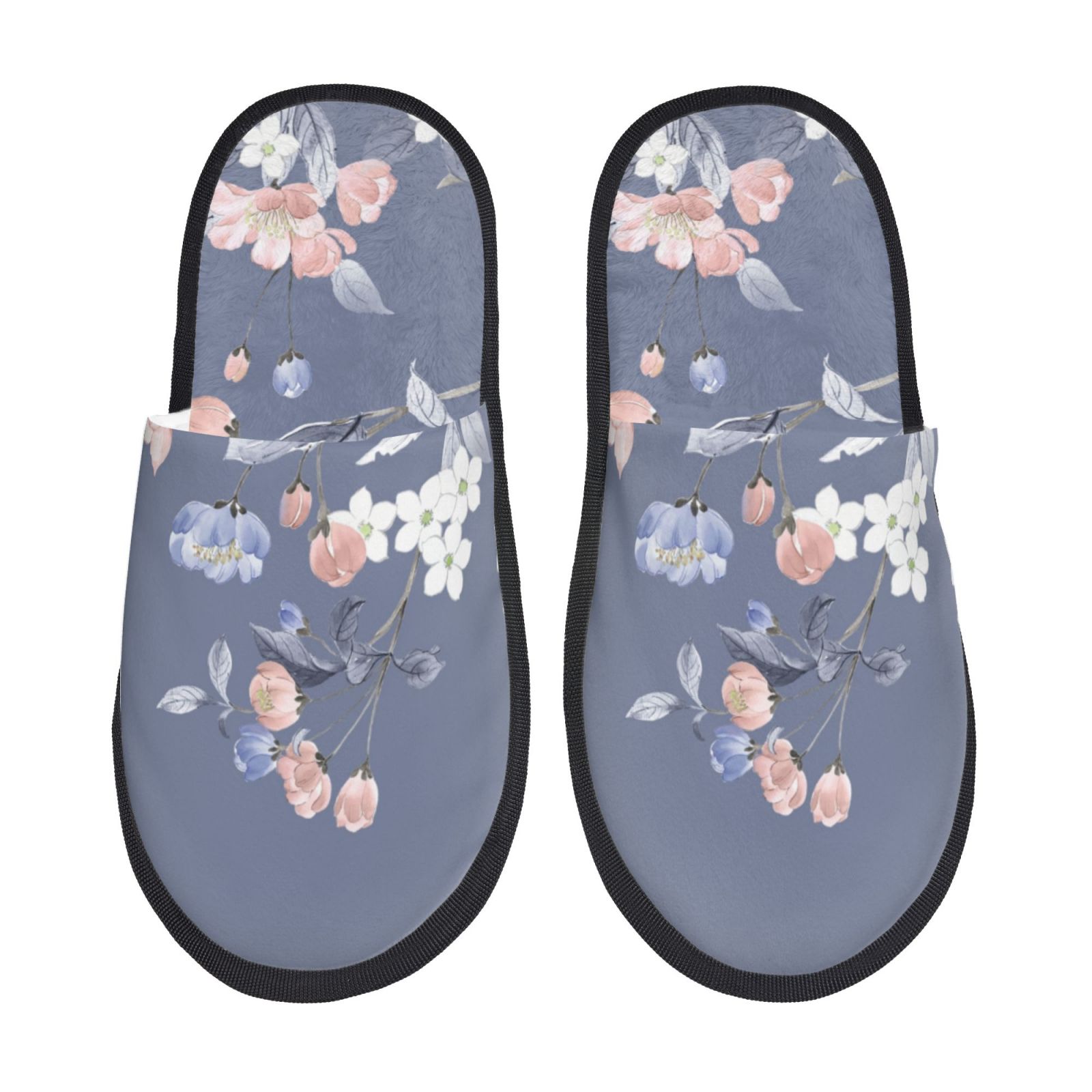 Fuzoiu Watercolor Flowers Butterfly Print Unisex Furry Slippers,Plush ...