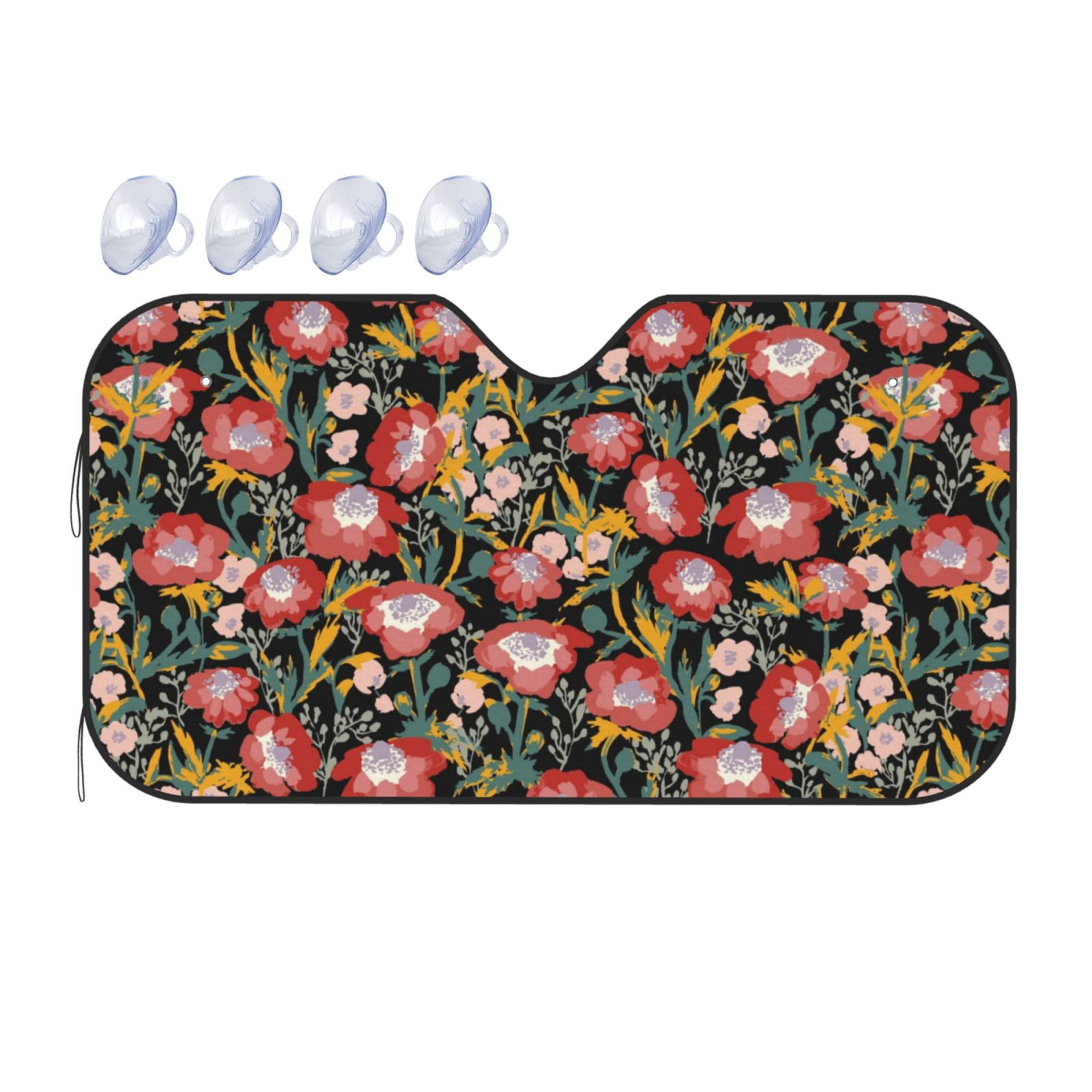 Fuzoiu Watercolor Red Wildflowers Print Car Windshield Sunshade ...