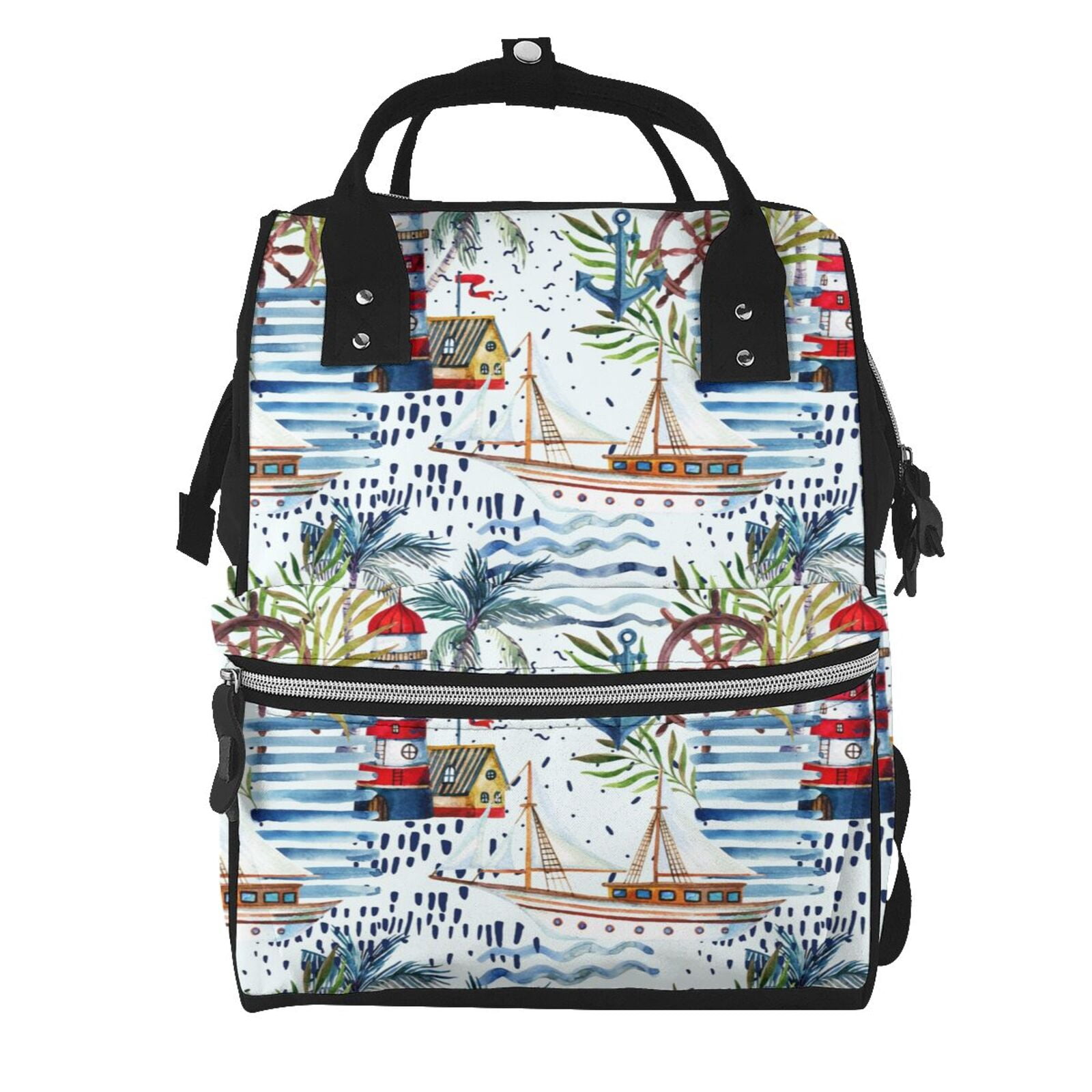 Fuzoiu Watercolor Sailboat Print Diaper Bag Backpack,Baby Essentials ...