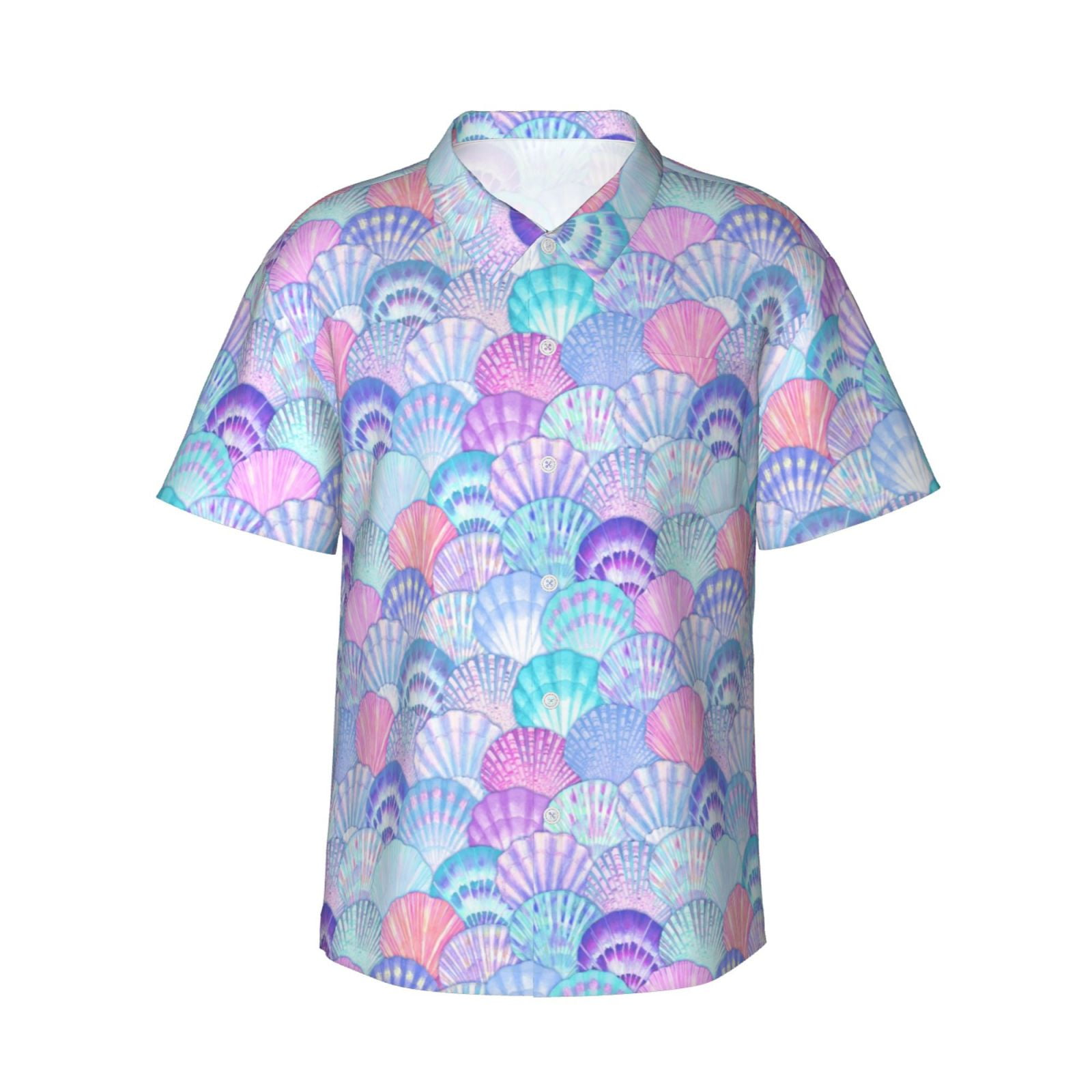 Fuzoiu Watercolor Sea Shells 1 Print Hawaiian Shirt for Men, Summer ...
