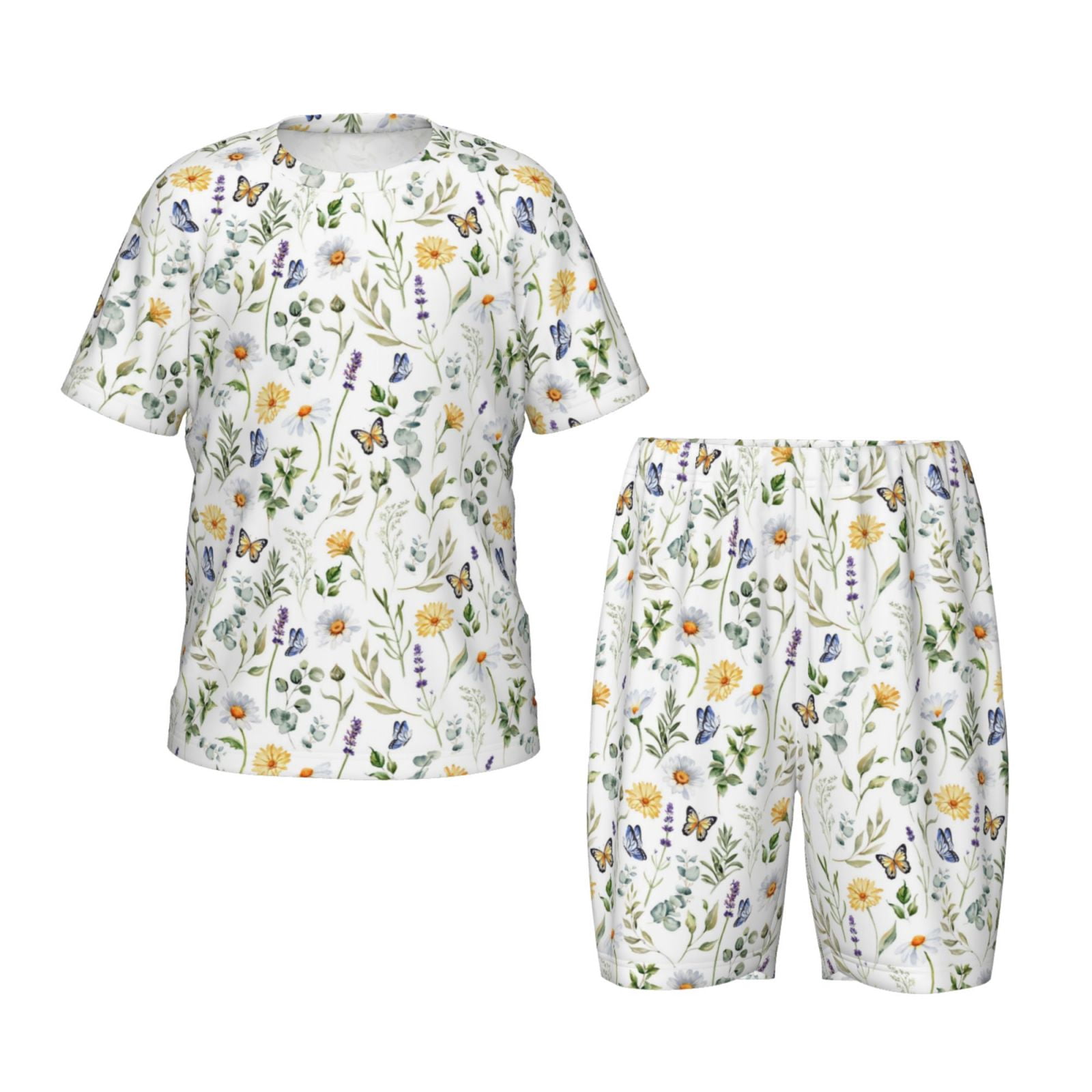 Fuzoiu Watercolor Wildflower 2 Print Boys Girls Pjs Sleepwear,2 Piece ...