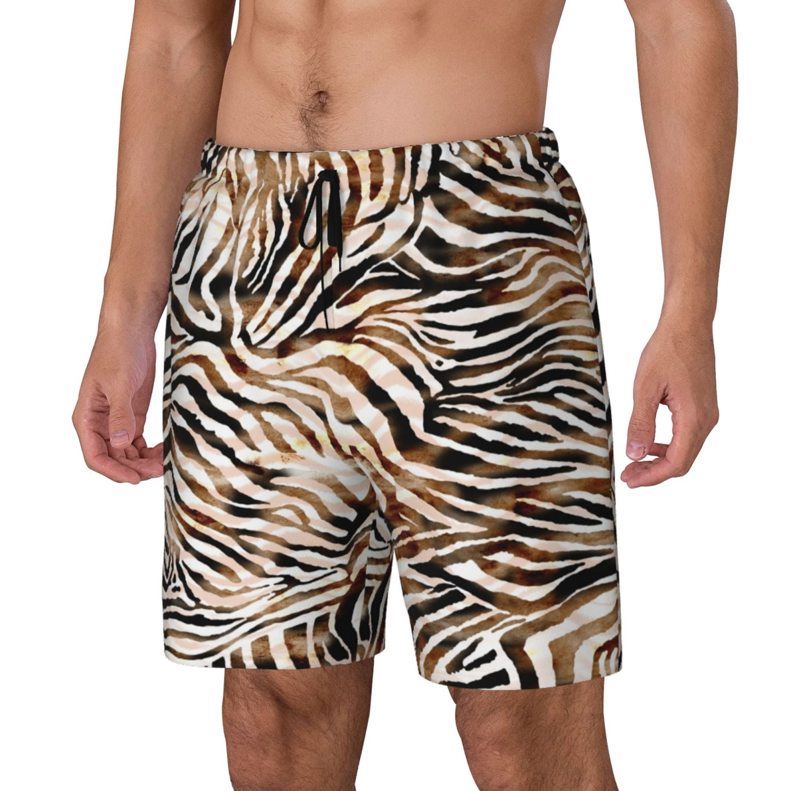 Fuzoiu Watercolor Zebra Print Men's Swim Shorts,Quick-Dry Double-Layer ...