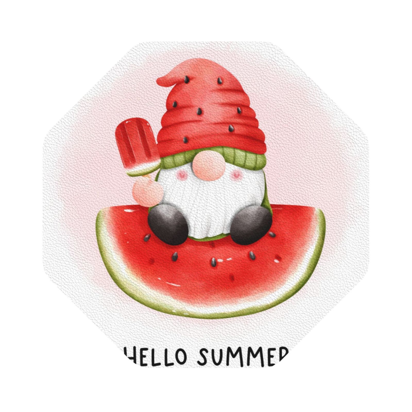 Fuzoiu Watermelon Gnome Print Leather Coasters Set,Drink Coasters Set ...
