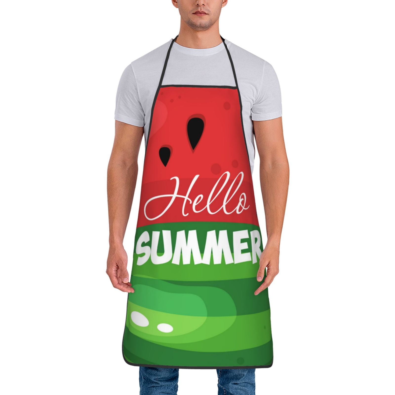 Fuzoiu Watermelon Hello Summer Print Waterproof Apron, Kitchen Apron ...