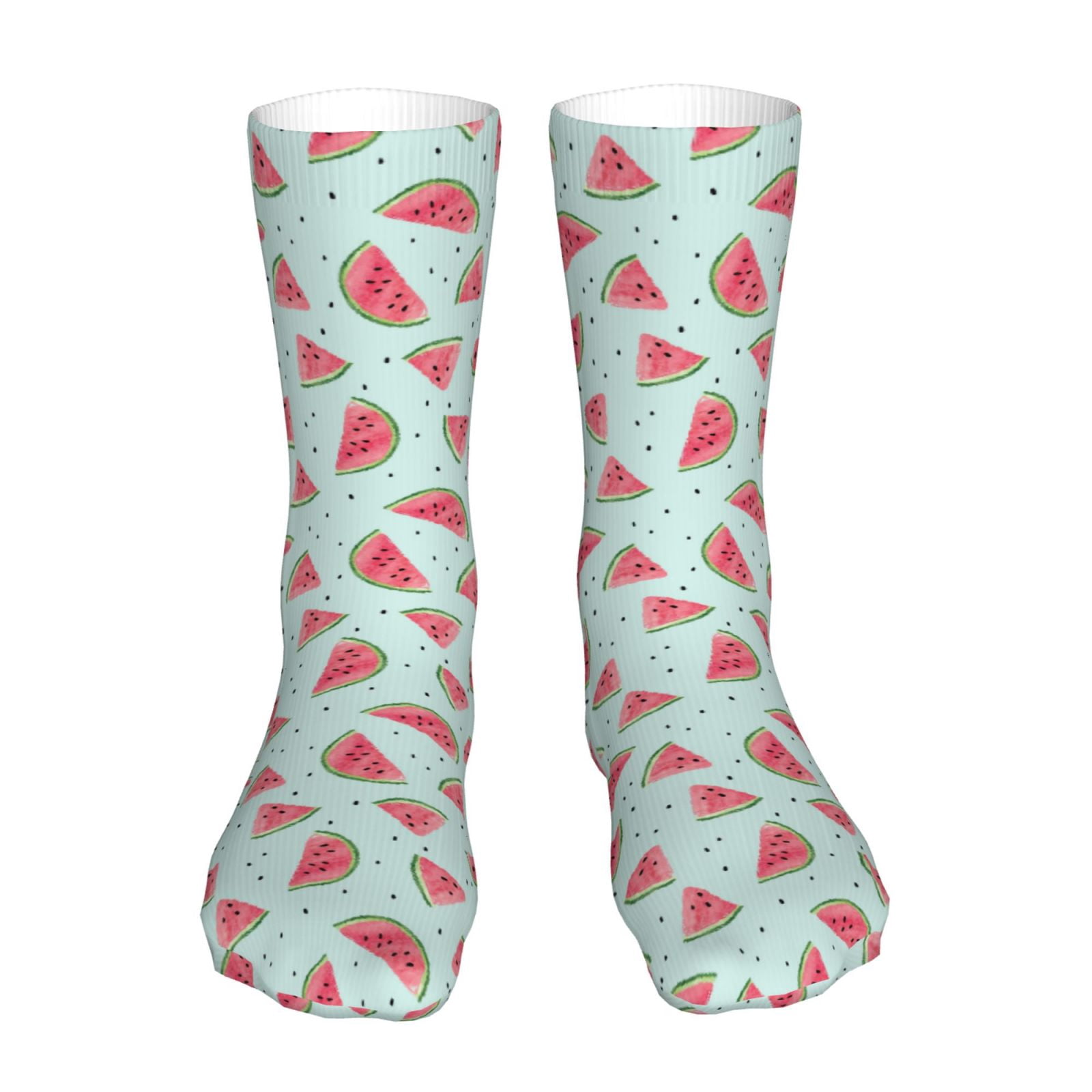 Fuzoiu Watermelon Print Crew Socks,Casual Athletic Gym LightWeight Thin ...