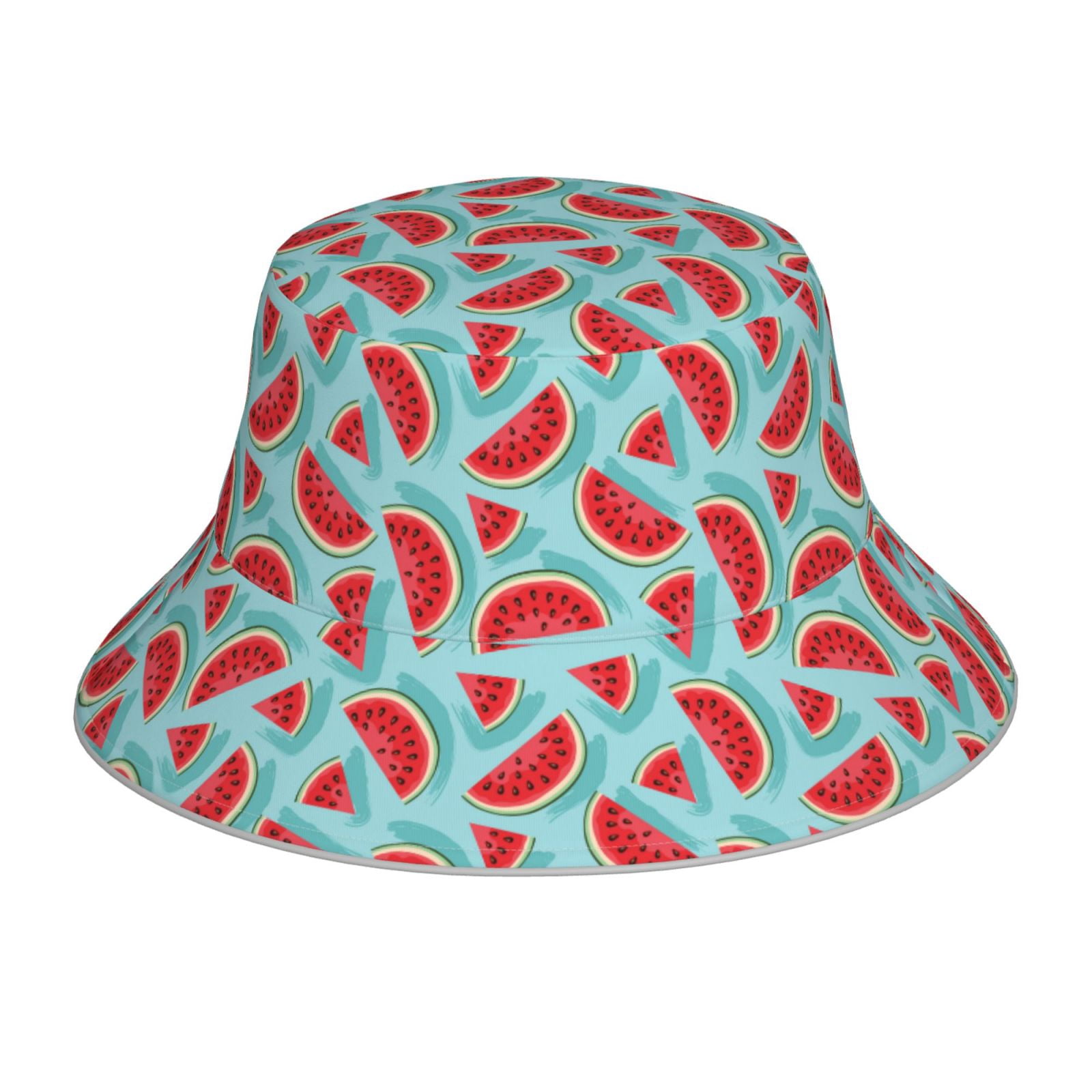 Fuzoiu Watermelon Print Reflective Bucket Hat,Outdoor Hat for Men and ...