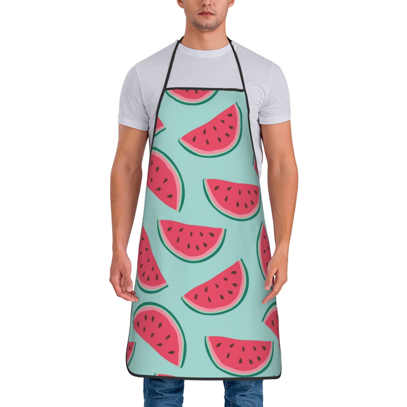 Fuzoiu Watermelon Print Waterproof Apron, Kitchen Apron for Women Men ...