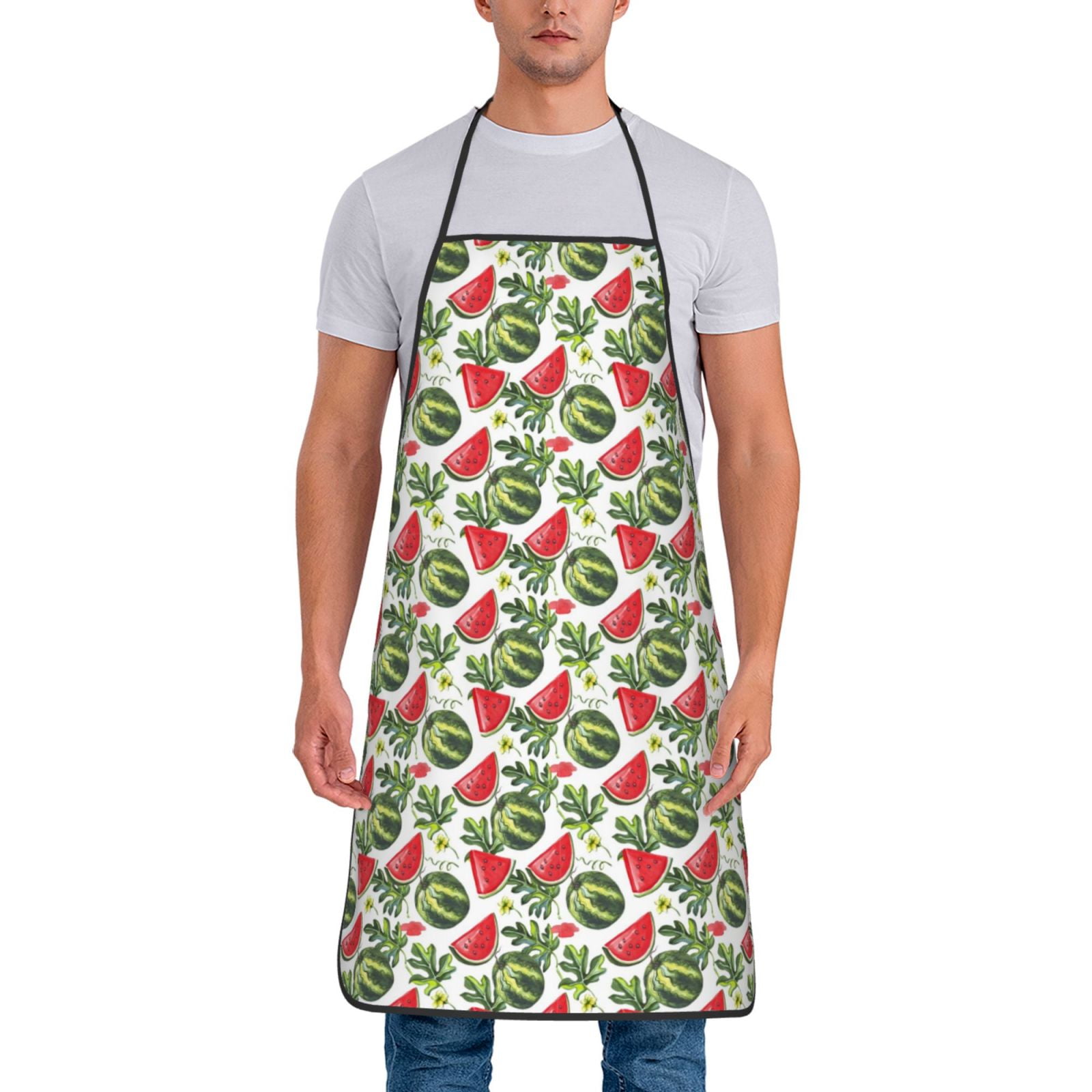 Fuzoiu Watermelons Print Waterproof Apron, Kitchen Apron for Women Men ...