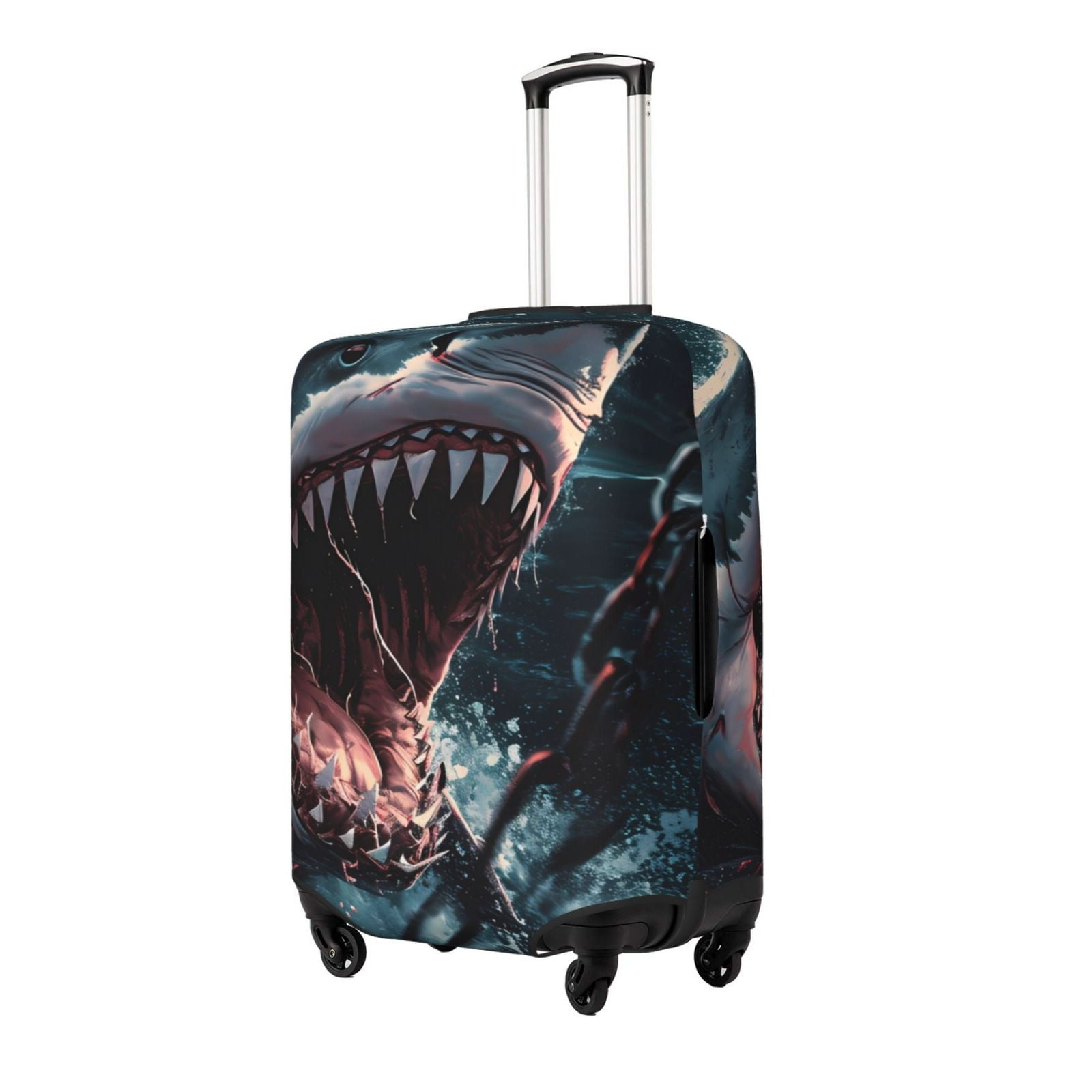 Fuzoiu Wave Chain Shark Print Suitcase Cover,Washable Luggage Covers ...