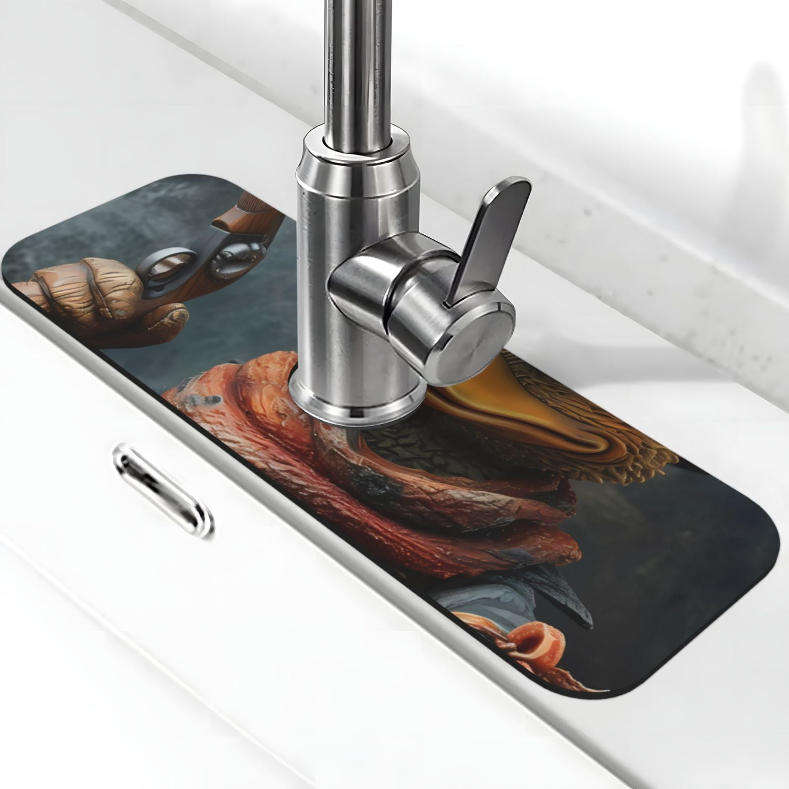 Fuzoiu Western Cowboy Duck Print Kitchen Faucet Suction Pad, Sink ...