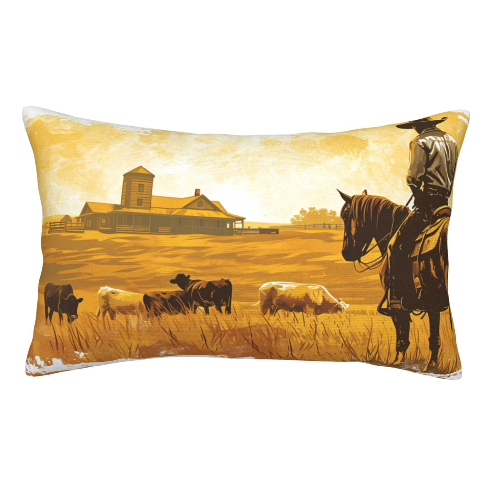 Fuzoiu Western Cowboy Ranch Print Pillow Case with Hidden Zipper,Pillow ...