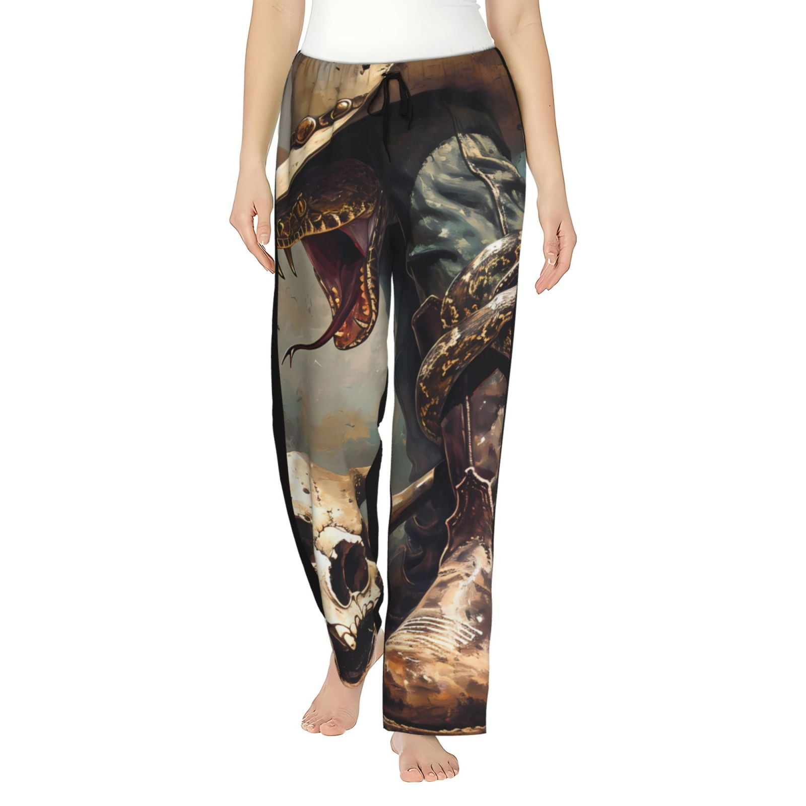 Fuzoiu Western Cowboy Snake Ram Skull Print Women's Pajama Pants,Lounge ...