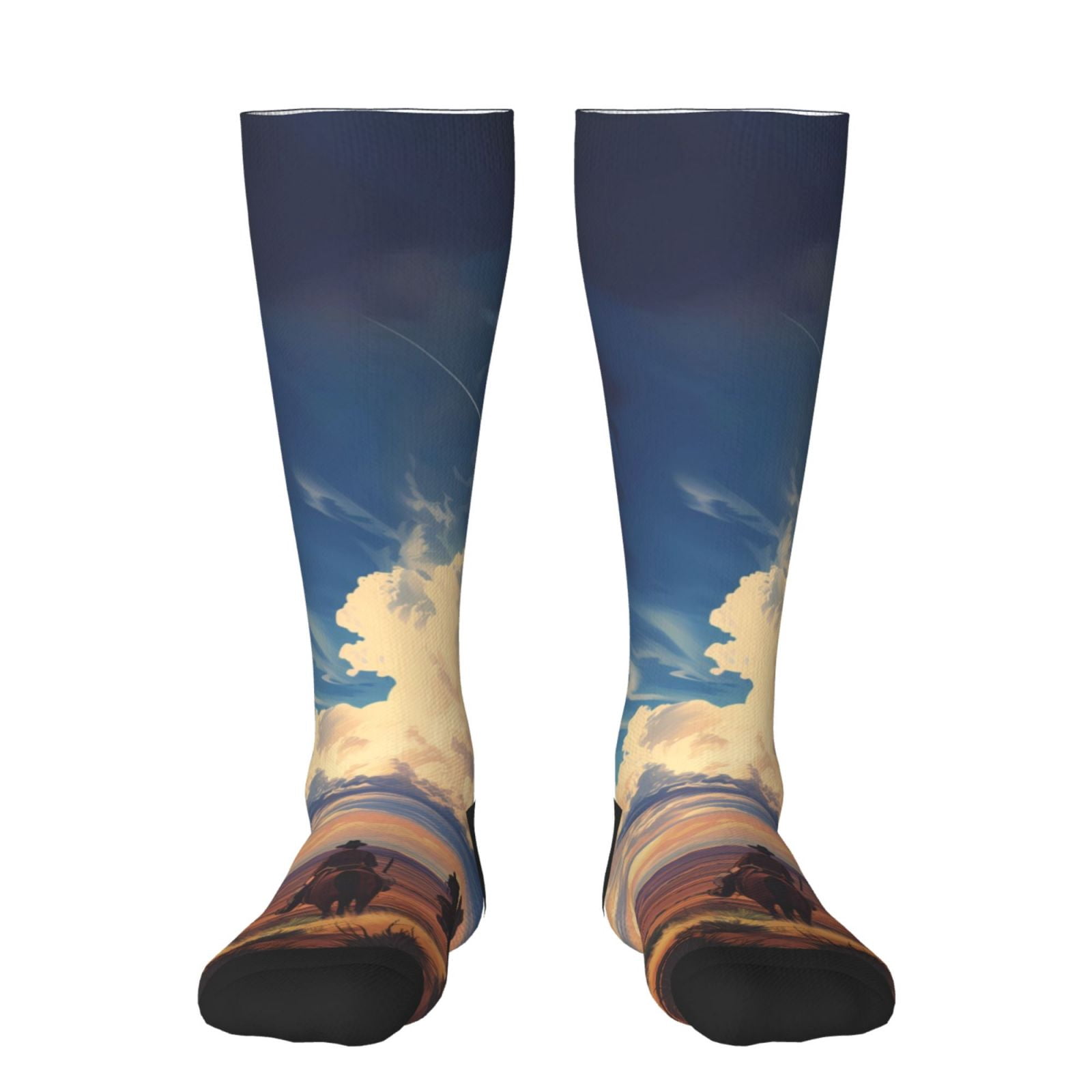 Fuzoiu Western Desert Cloud Cowboy Print Adult Stockings,Crew Socks ...