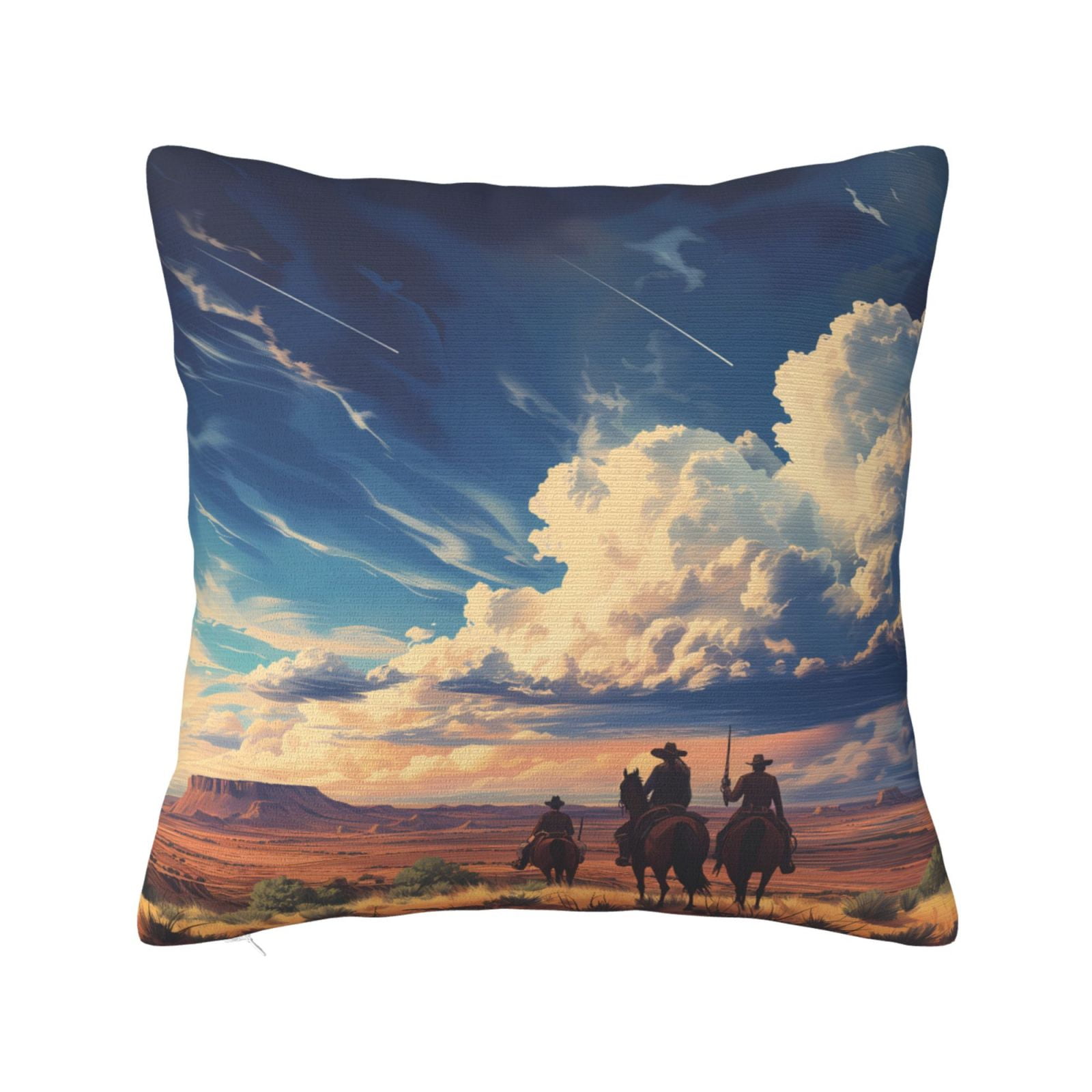 Fuzoiu Western Desert Cloud Cowboy Print Square Pillow Cover,Hidden ...