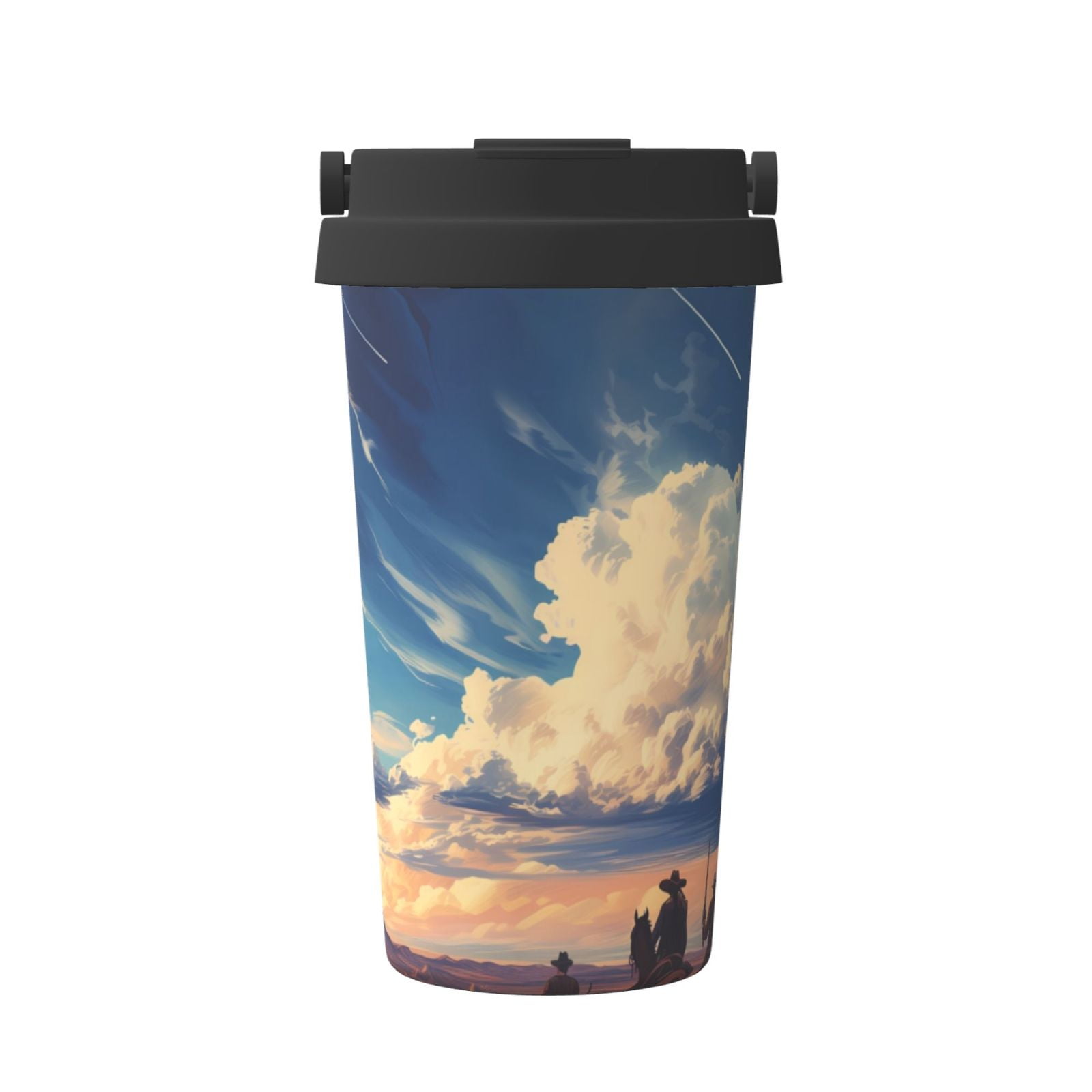 Fuzoiu Western Desert Cloud Cowboy Print Stainless Steel Travel Mug ...