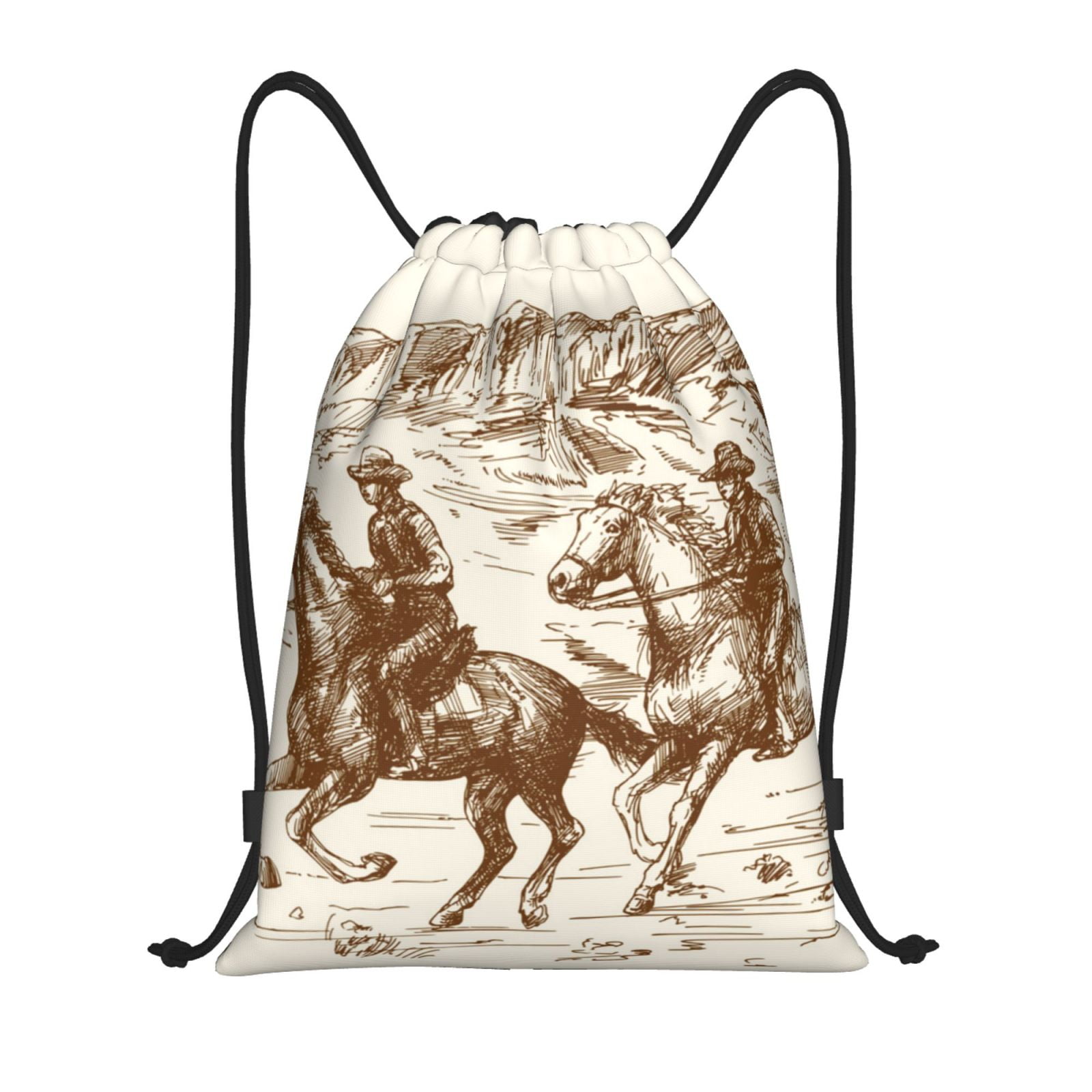Fuzoiu Western Desert Cowboys1 Print Drawstring Backpack for Gym ...