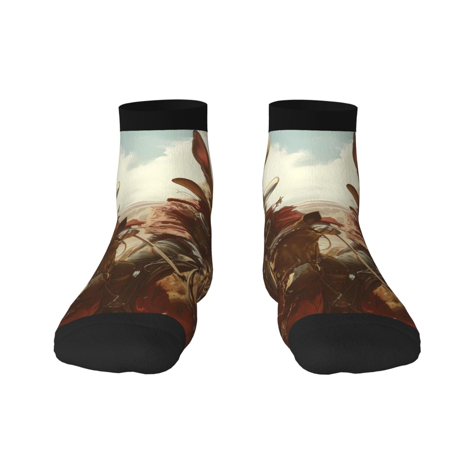 Fuzoiu Western Rabbit Cowboy Print Adult Socks, Crew Moisture-wicking ...