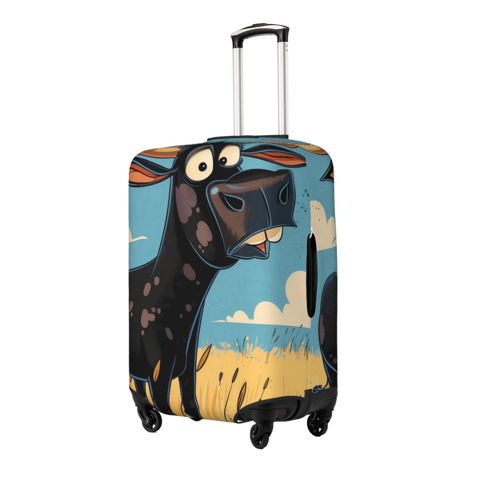 Fuzoiu Whimsical Cartoon Cow Print Suitcase Cover,Washable Luggage ...