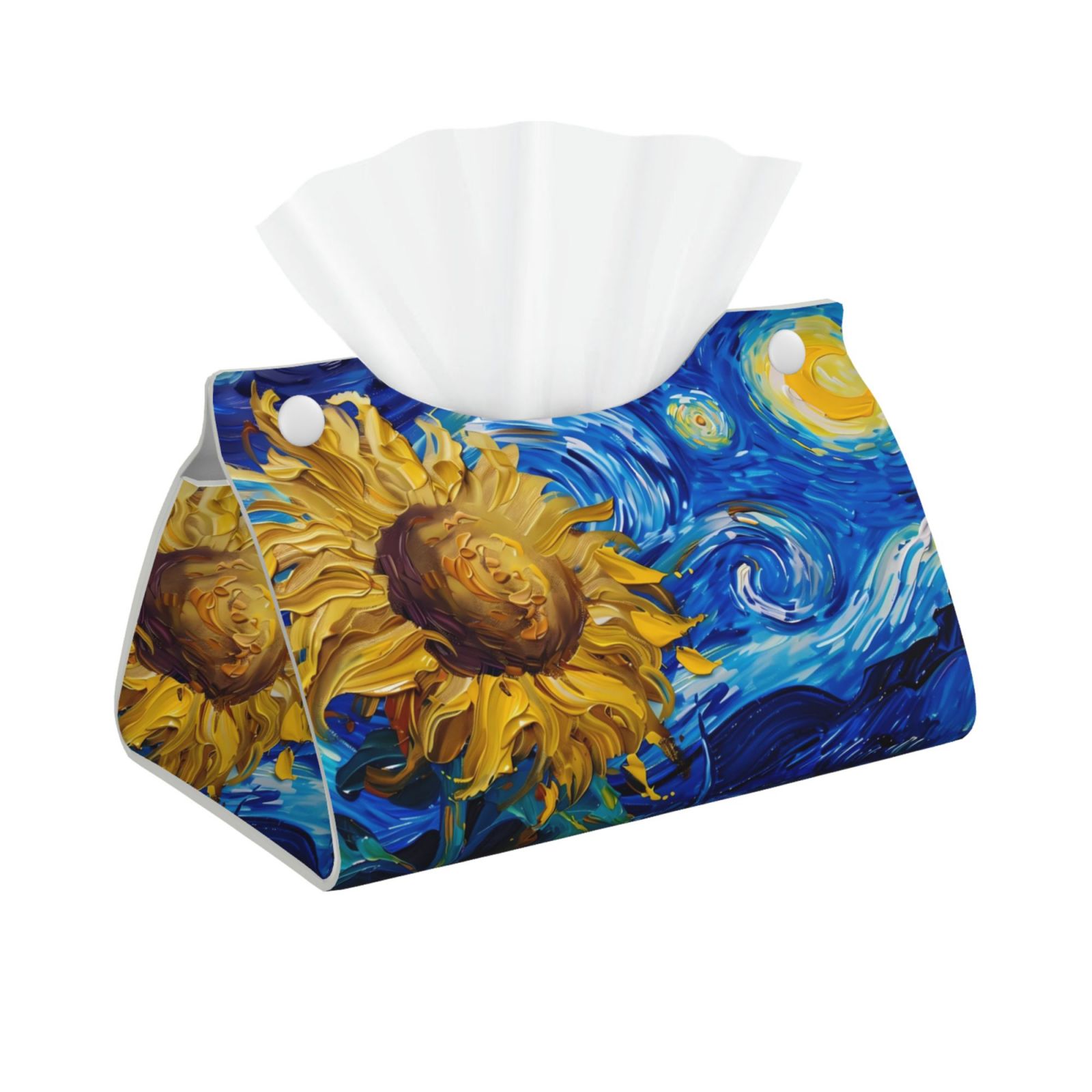 Fuzoiu Whimsical Sunflowers Night Sky Print Tissue Box Cover, PU ...