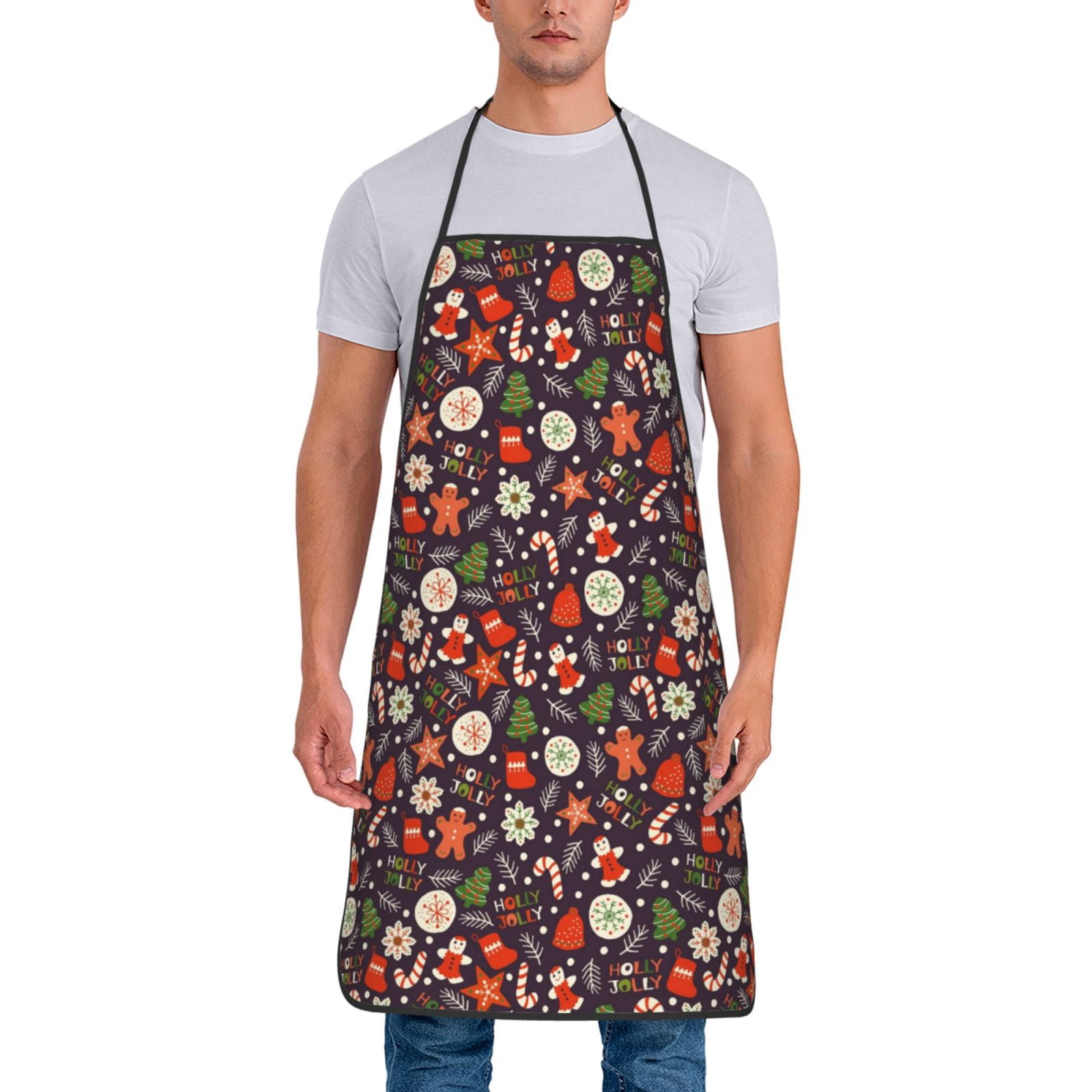 Fuzoiu Winter Holiday Christmas Print Waterproof Apron, Kitchen Apron ...
