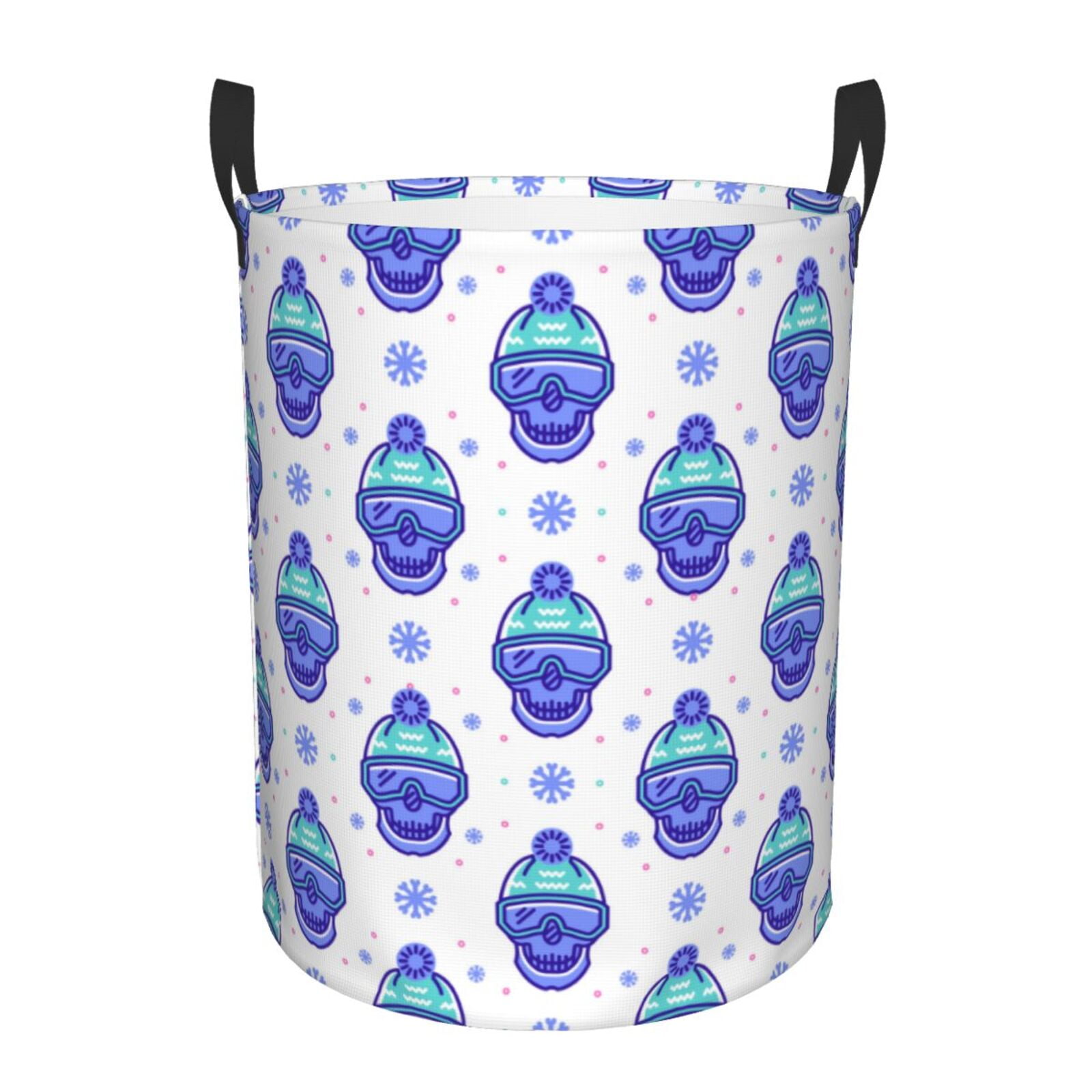 Fuzoiu Winter Snowflake Skiing Skull Print Circular Hamper,Laundry ...