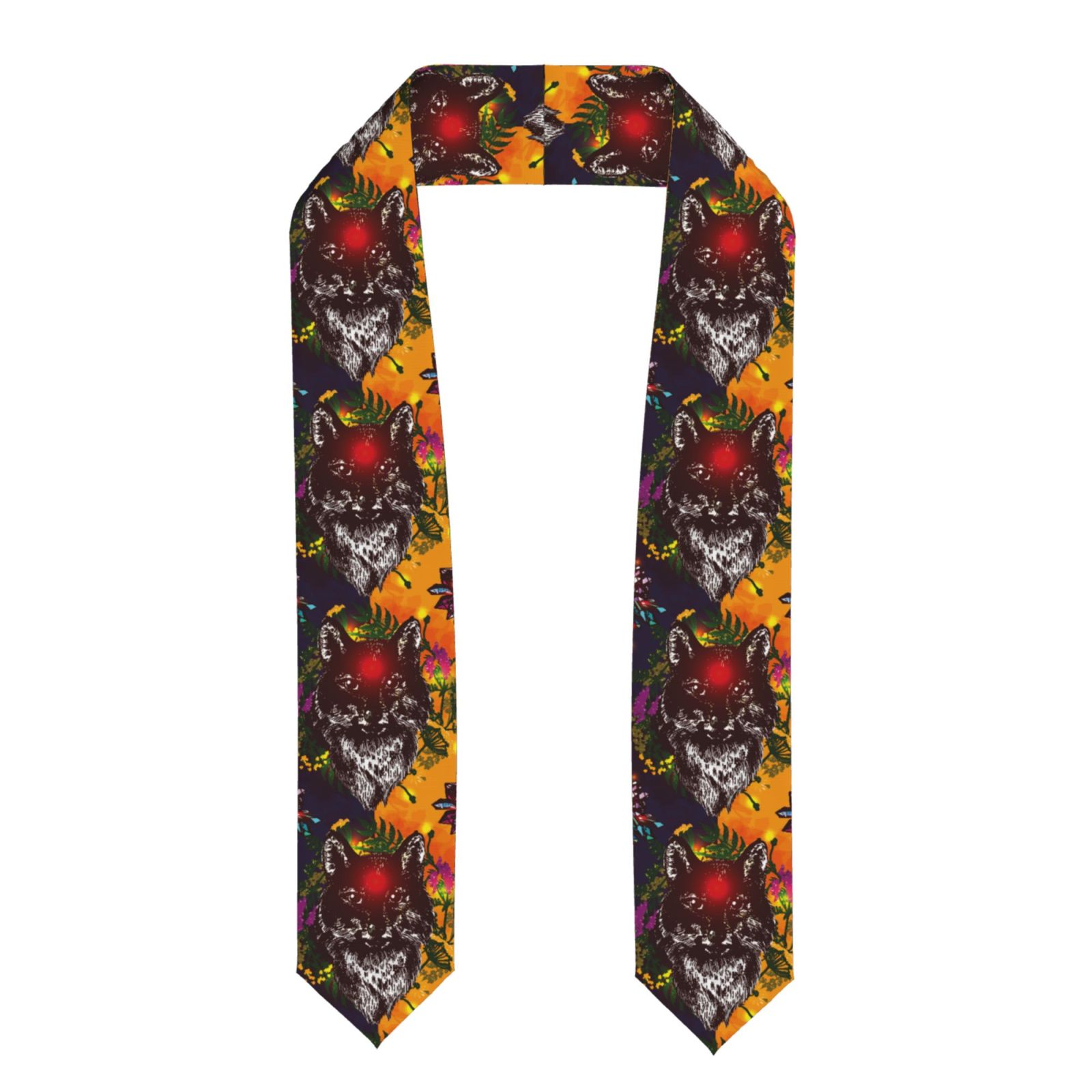 Fuzoiu Wolf With Wildflowers Print Graduation Sash,Graduation Stole ...