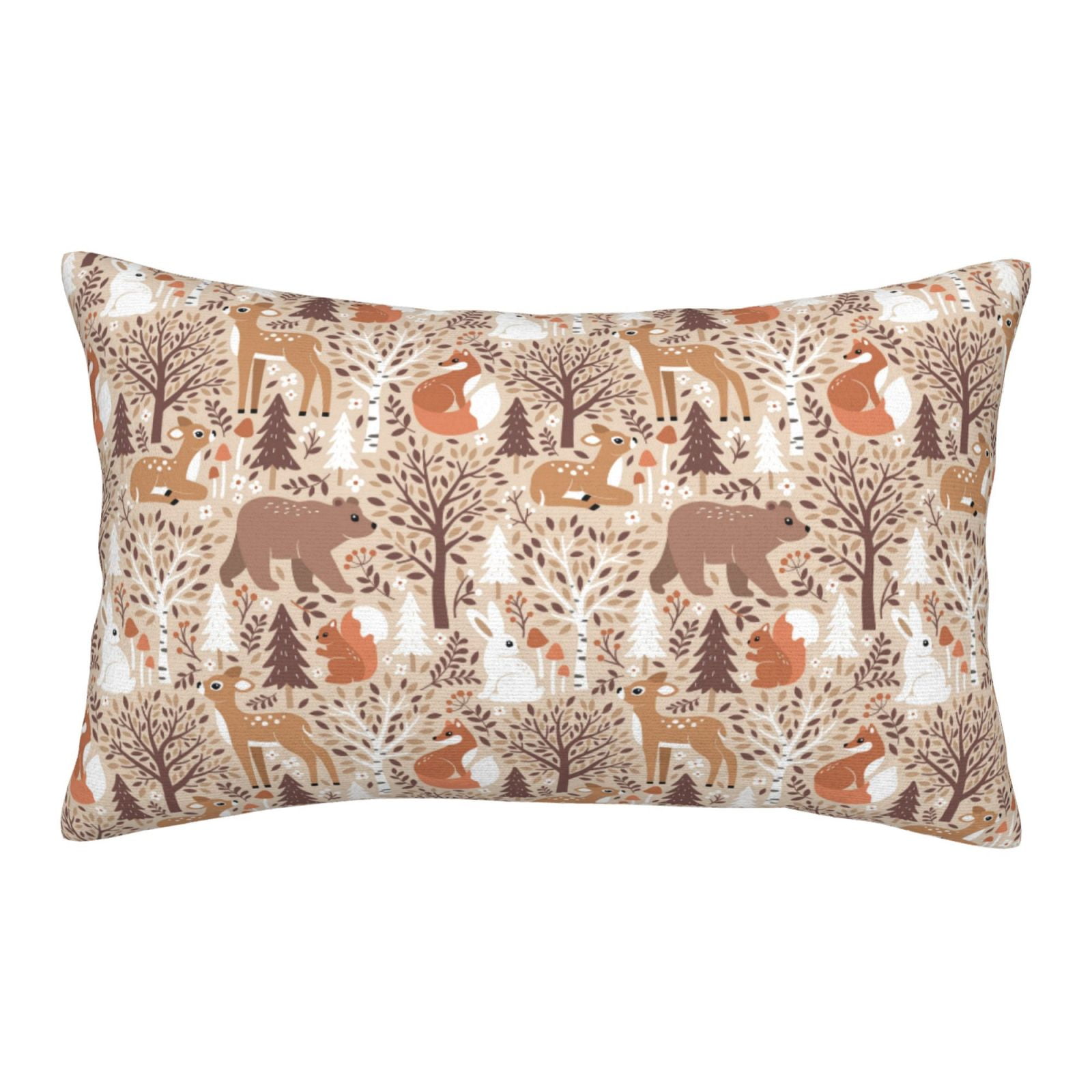 Fuzoiu Woodland Animals in Neutral Tones Print Fuzzy Pillowcases, Super ...