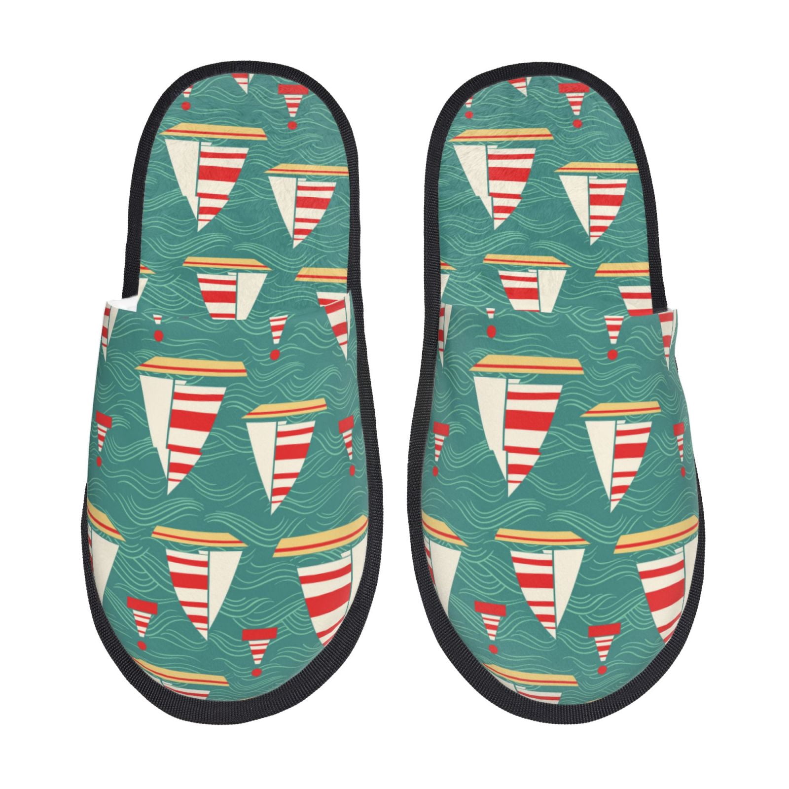 Fuzoiu Yachts And Buoys Print Unisex Furry Slippers,Plush Indoor Shoes ...