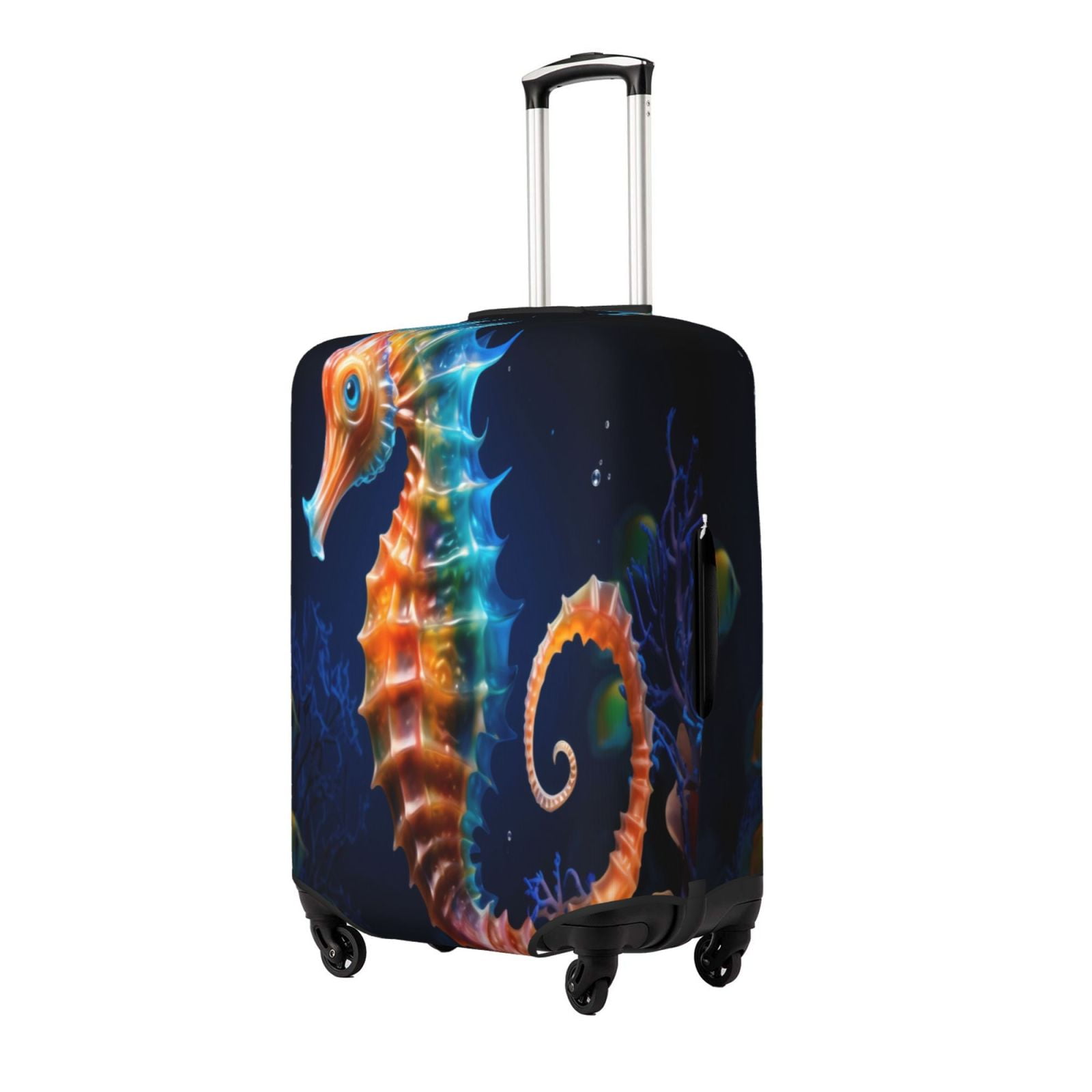 Fuzoiu Yellow Fish Seahorse Print Suitcase Cover,Washable Luggage ...