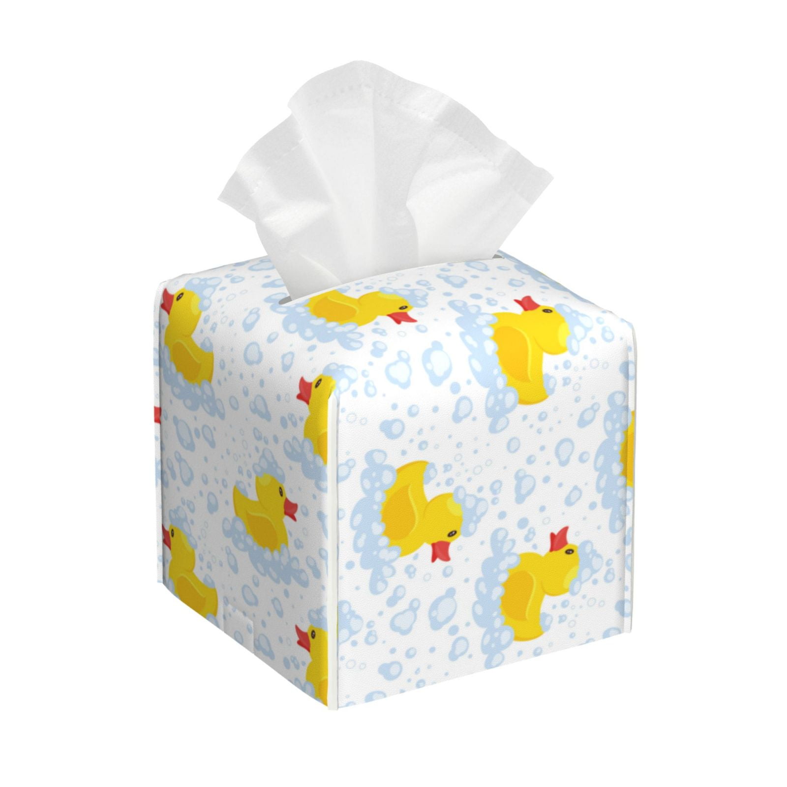 Fuzoiu Yellow Rubber Duck Print Tissue Box Cover Holder, Square Leather ...