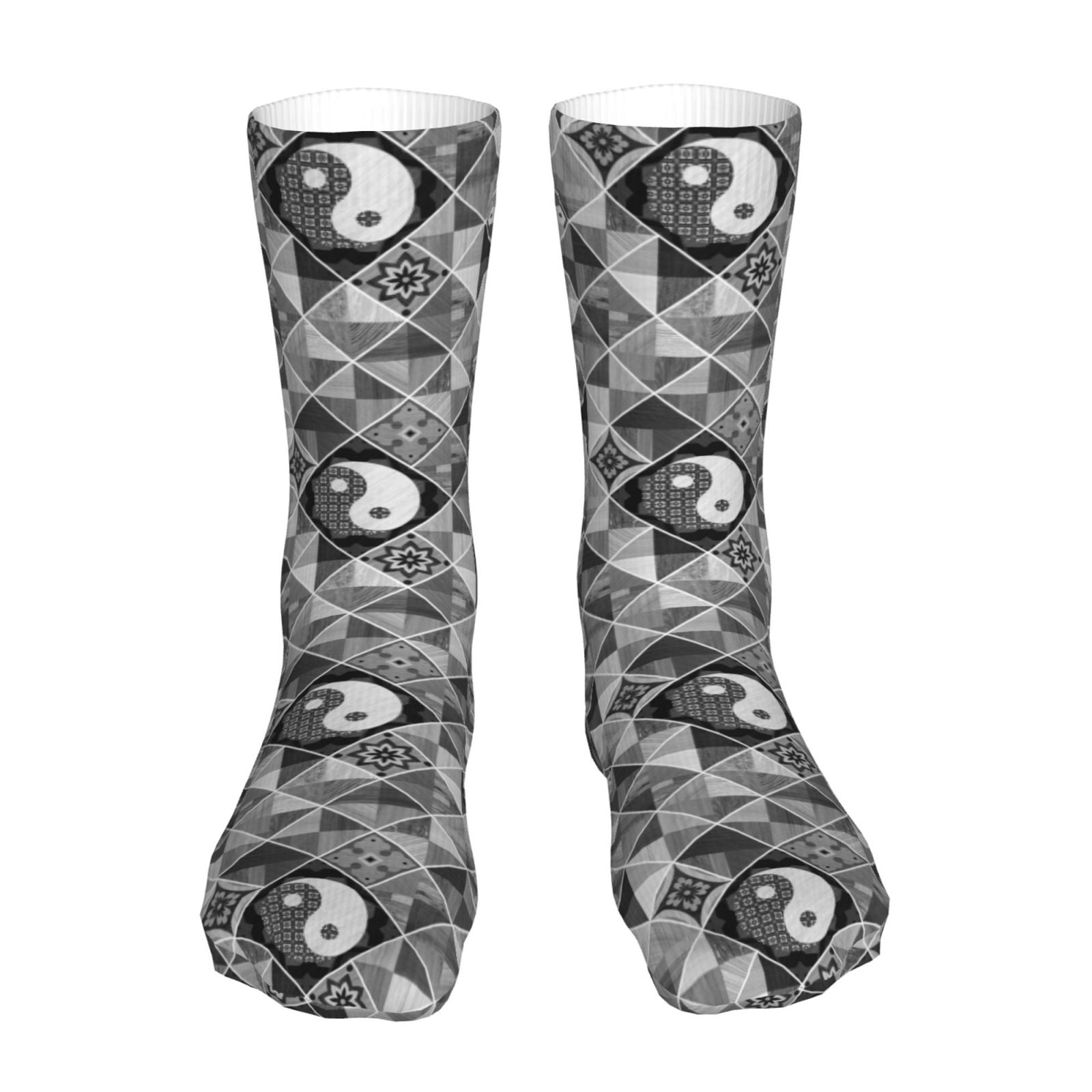 Fuzoiu Yin Yang With Black And White Print Crew Socks,Casual Athletic ...