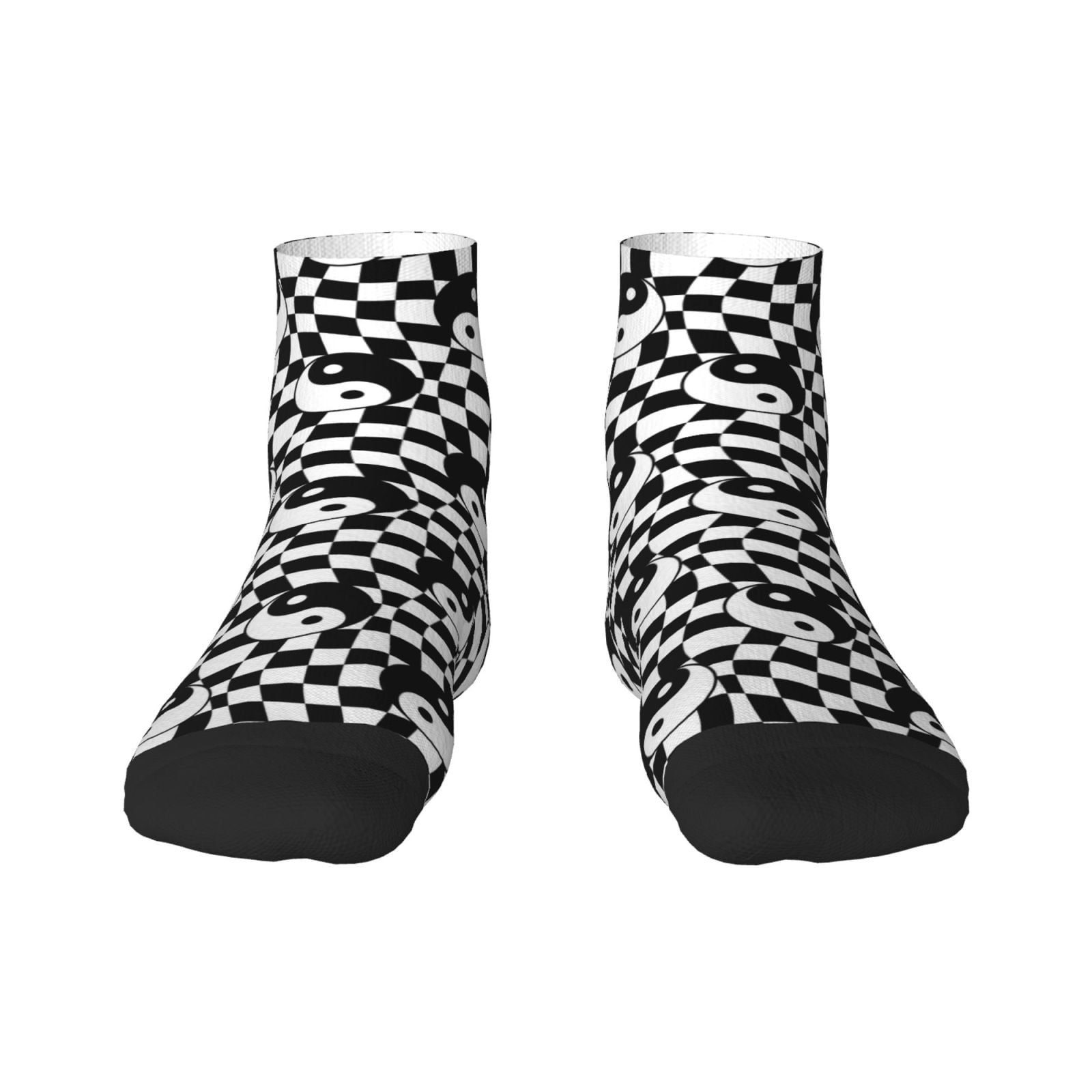 Fuzoiu Ying Yang Checkered Print Adult Socks, Crew Moisture-wicking ...