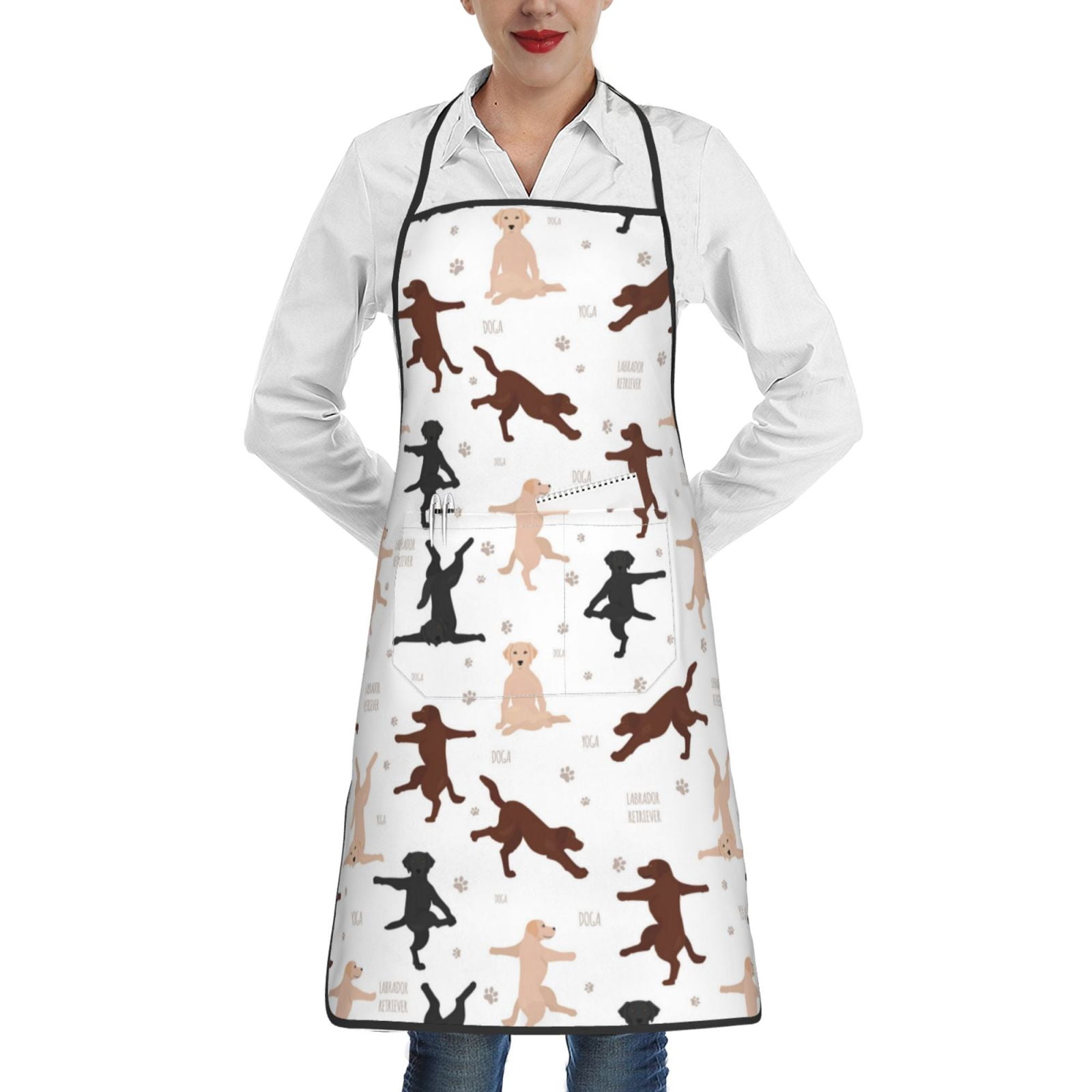 Fuzoiu Yoga Labrador Retriever Print Kitchen Cooking Aprons,Kitchen ...