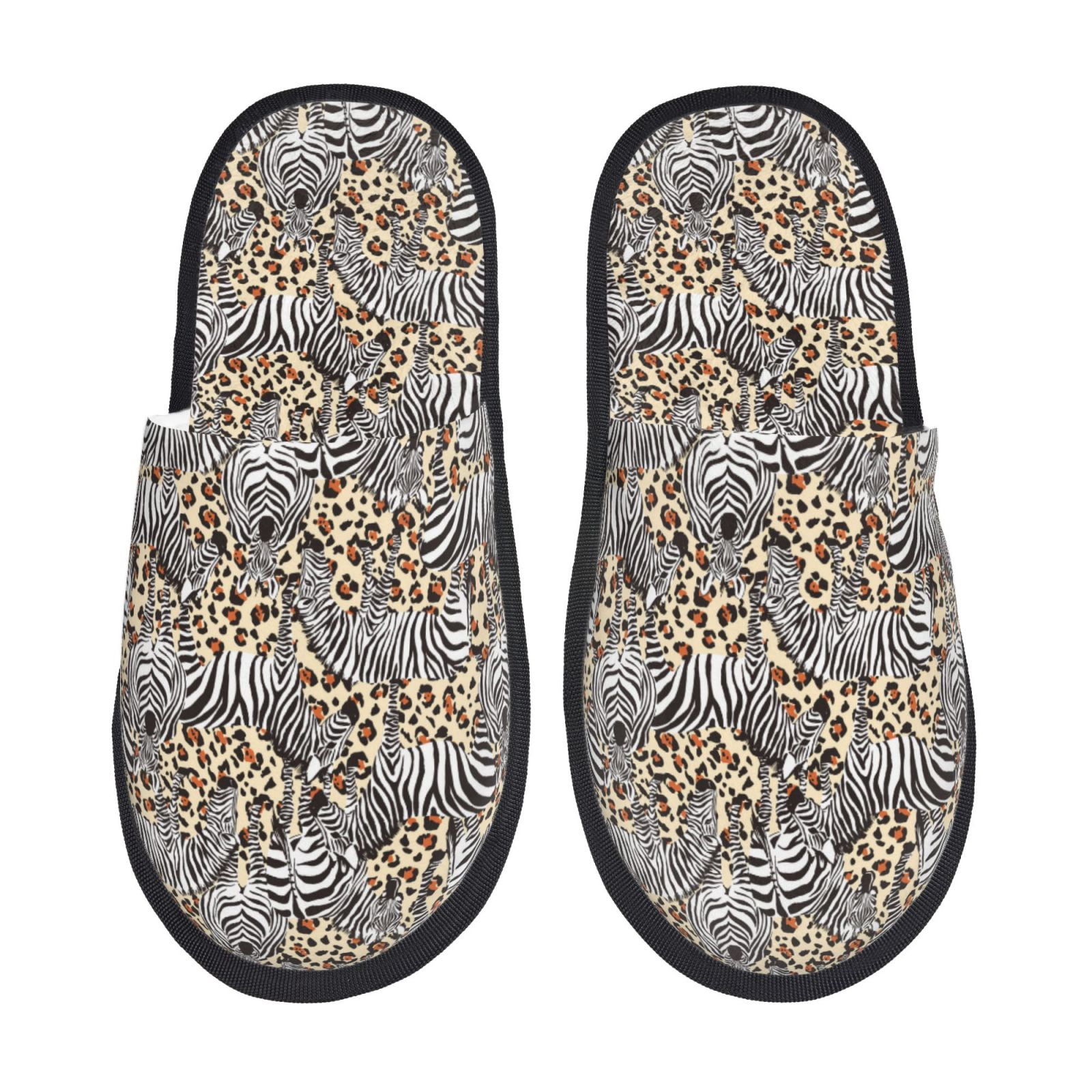 Fuzoiu Zebra Print Unisex Furry Slippers,Plush Indoor Shoes,Trendy ...