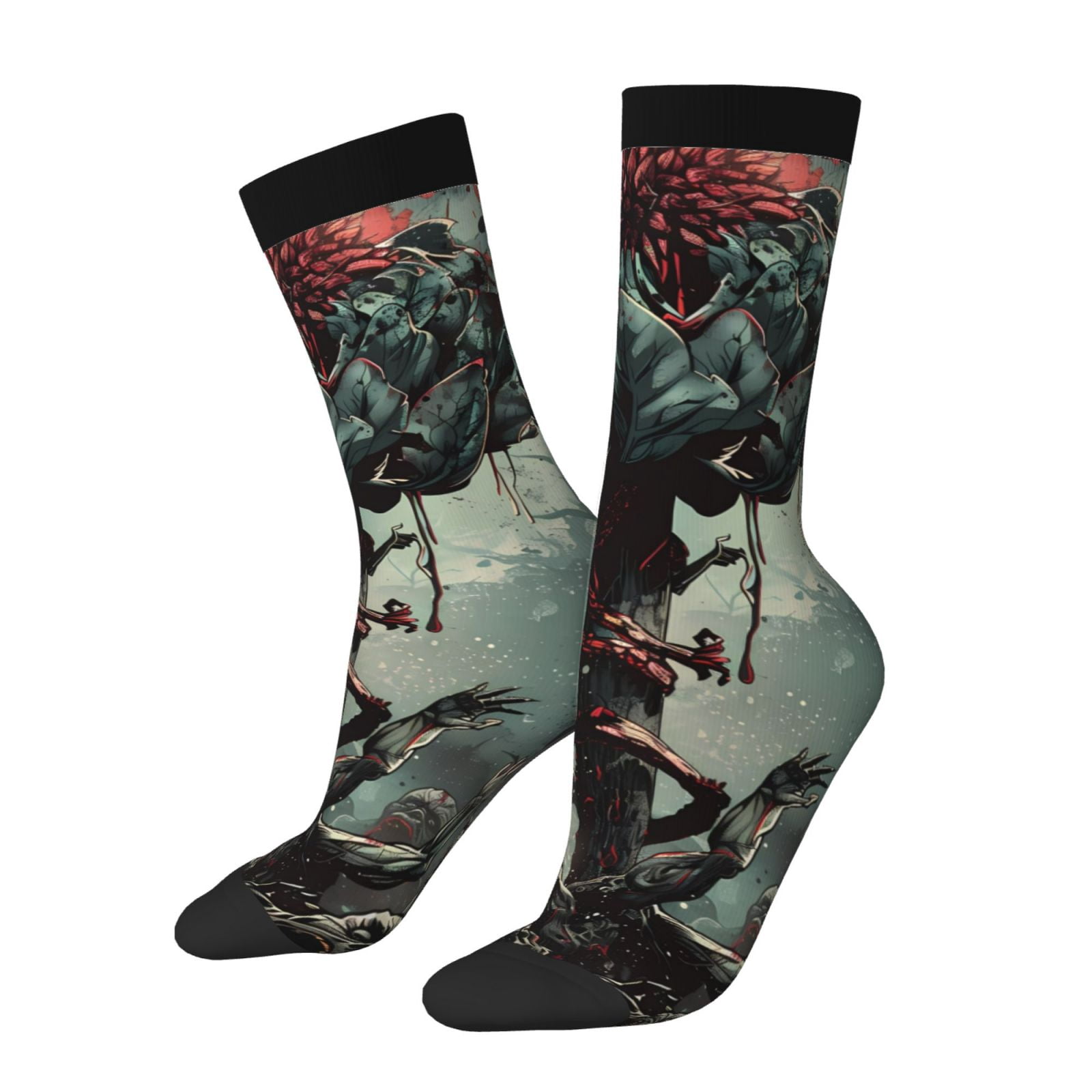 Fuzoiu Zombie Flower Apocalypse Print Athletic Crew Socks for Men ...