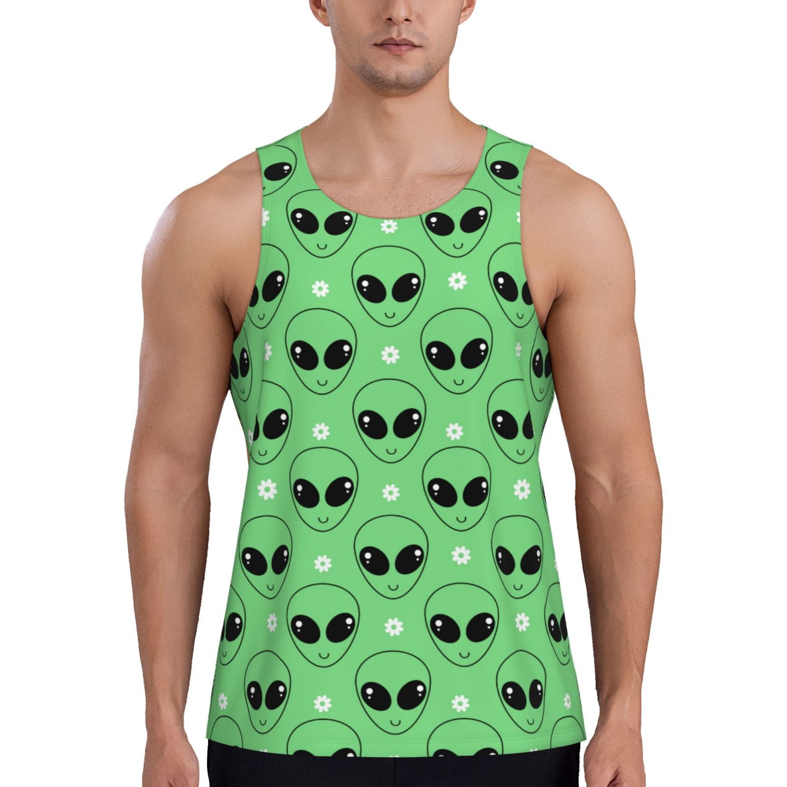 Fuzoiu alien cartoons Men's Workout Tank Tops,Sleeveless Gym Shirt ...