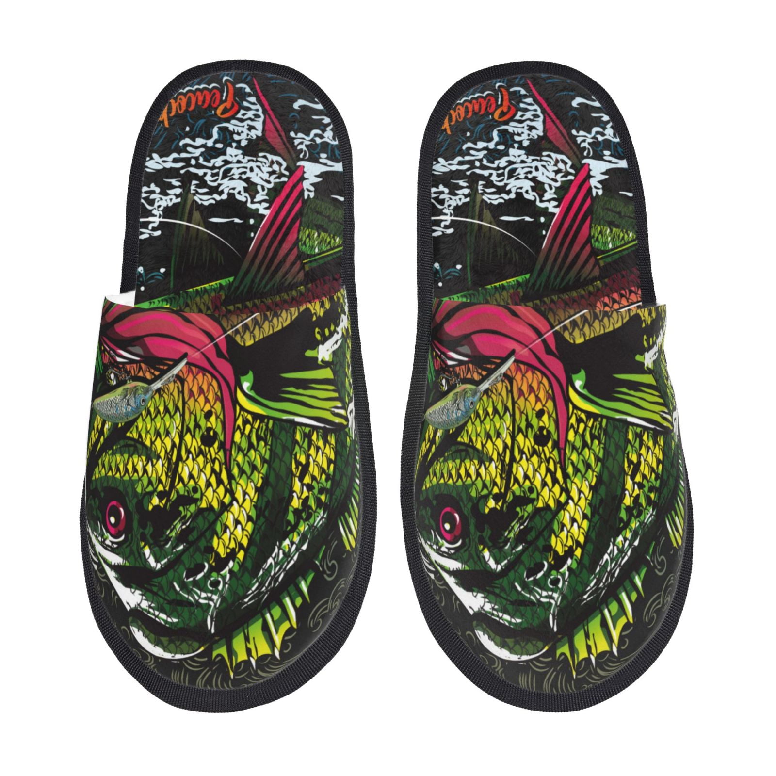 Fuzoiu bass Print Unisex Furry Slippers,Plush Indoor Shoes,Trendy House ...