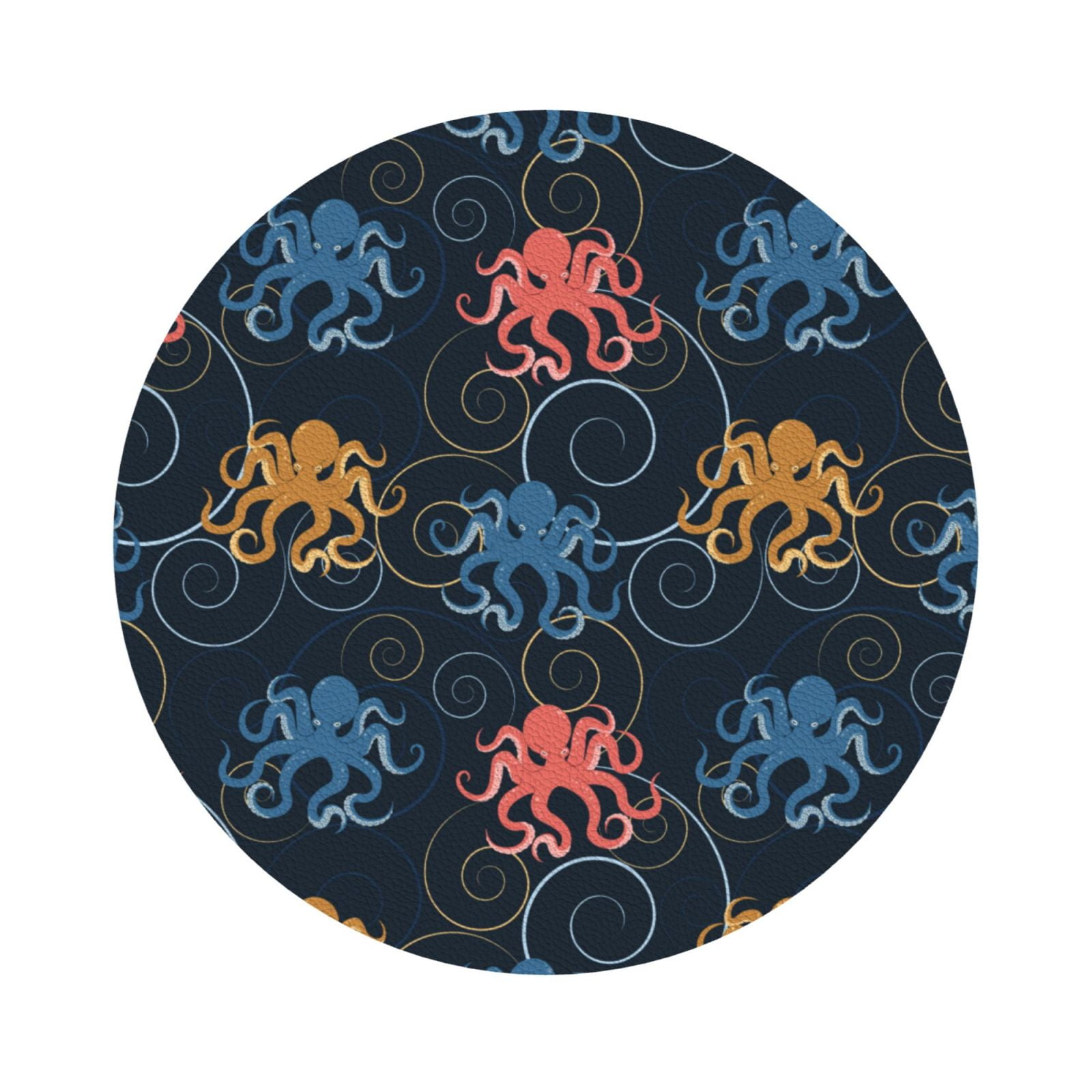 Fuzoiu cartoon doodle octopus Print Leather Coasters Set,Drink Coasters ...