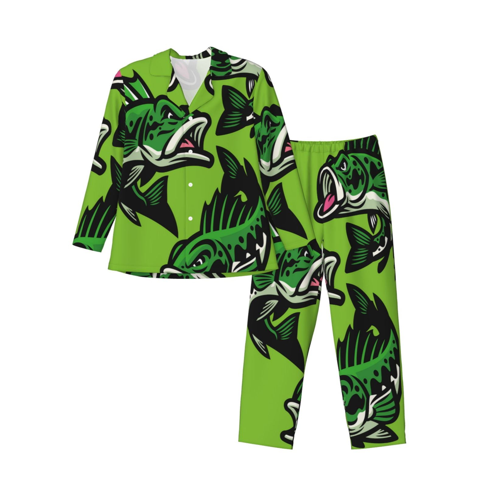 Fuzoiu cartoon largemouth bass fish Print Men's Long-Sleeved Pajama ...