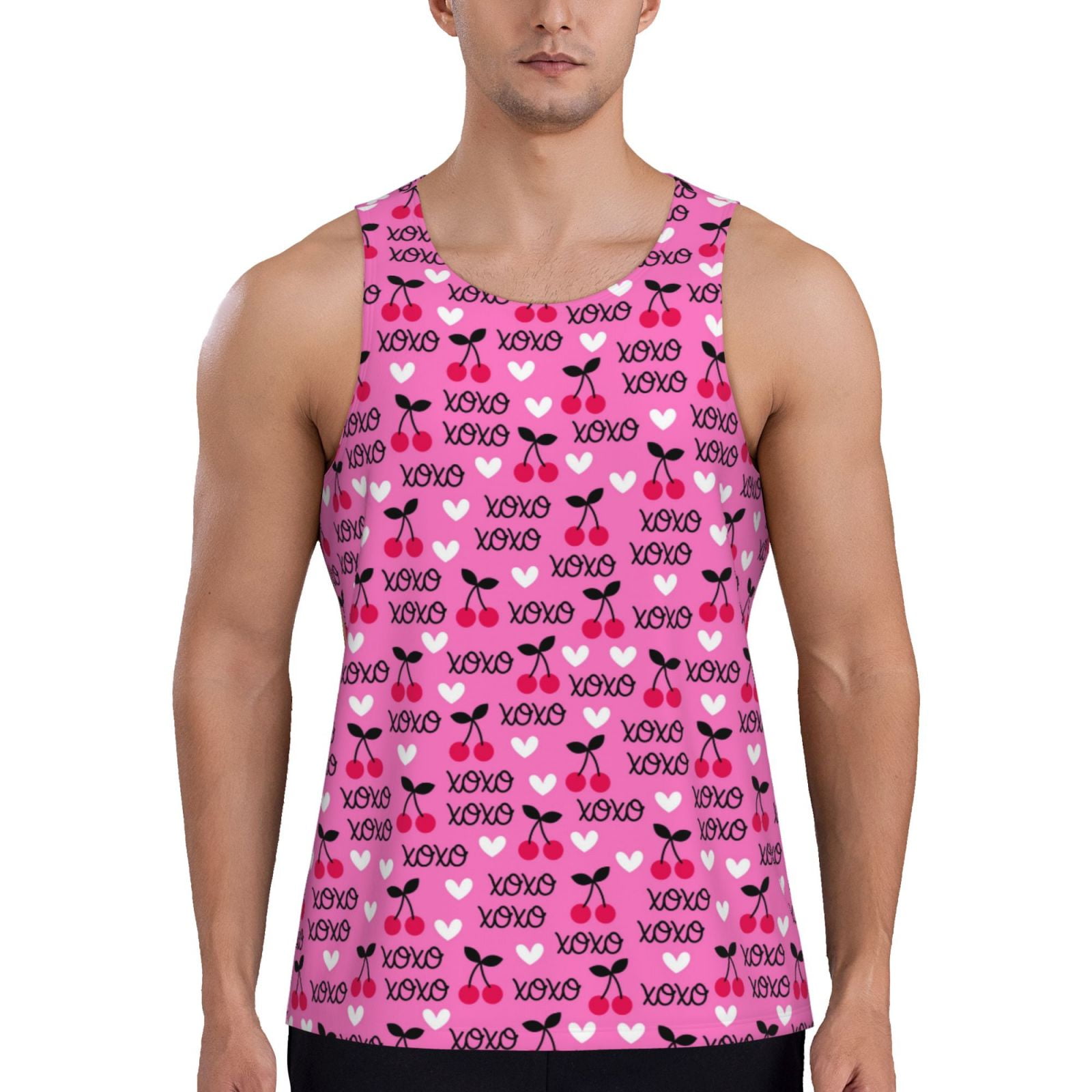 Fuzoiu cherry Men's Workout Tank Tops,Sleeveless Gym Shirt Quick Dry ...